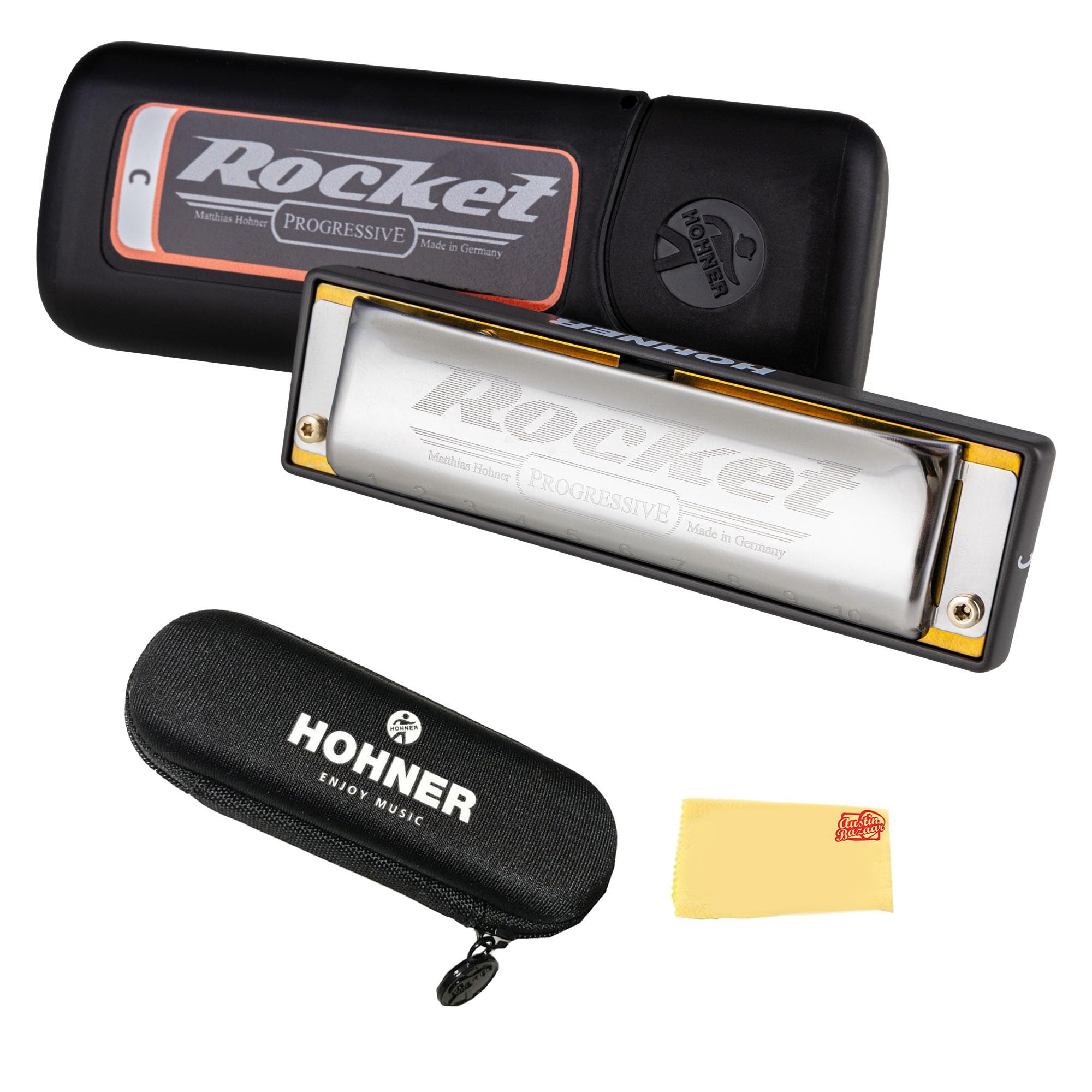 Amazon.com: Hohner Progressive Rocket Harmonica - Key of C Bundle with ...