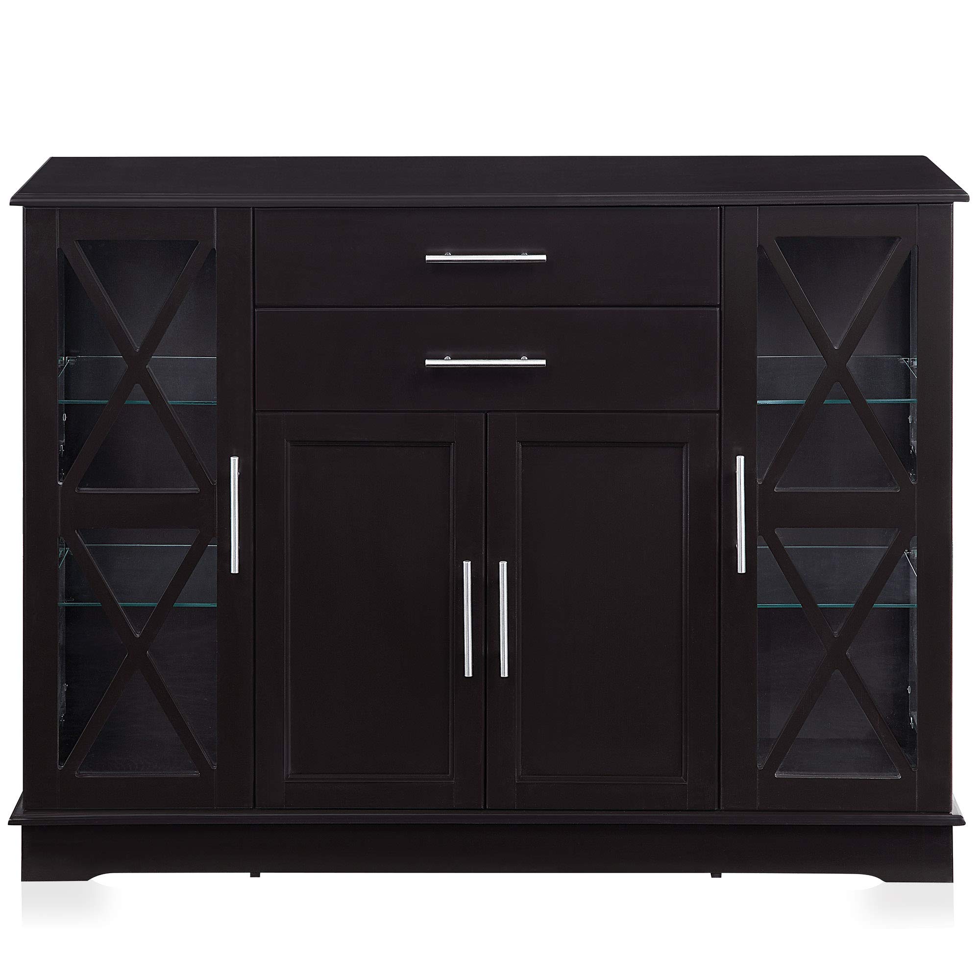 BELLEZE Wood 47 Inch Sideboard Buffet Storage Cabinet Console Sofa ...