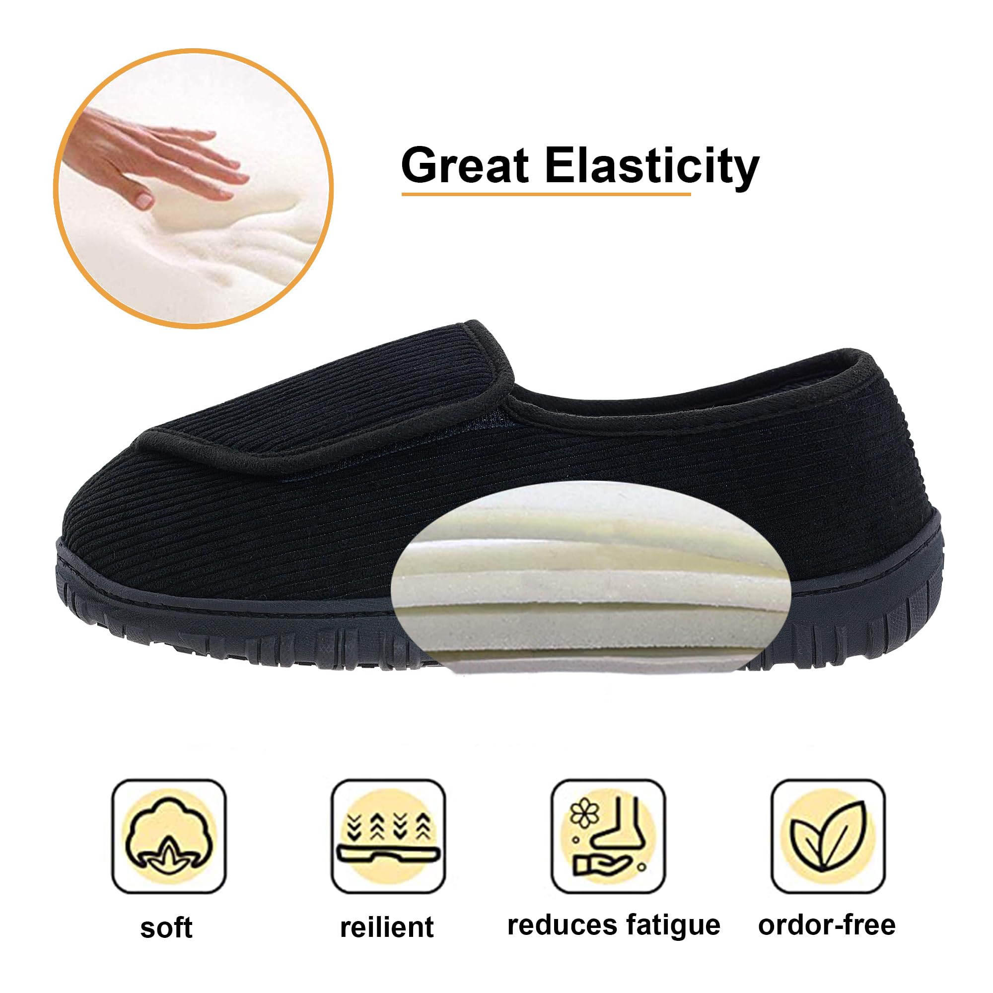 Snapklik.com : Mens Memory Foam Diabetic Slippers Extra Wide Comfy