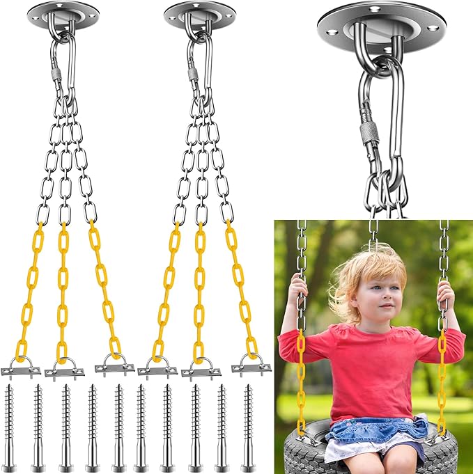 Amazon.com: Yaocom 2 Set Tire Swing Kit Attach Tire to Swing Set Heavy ...