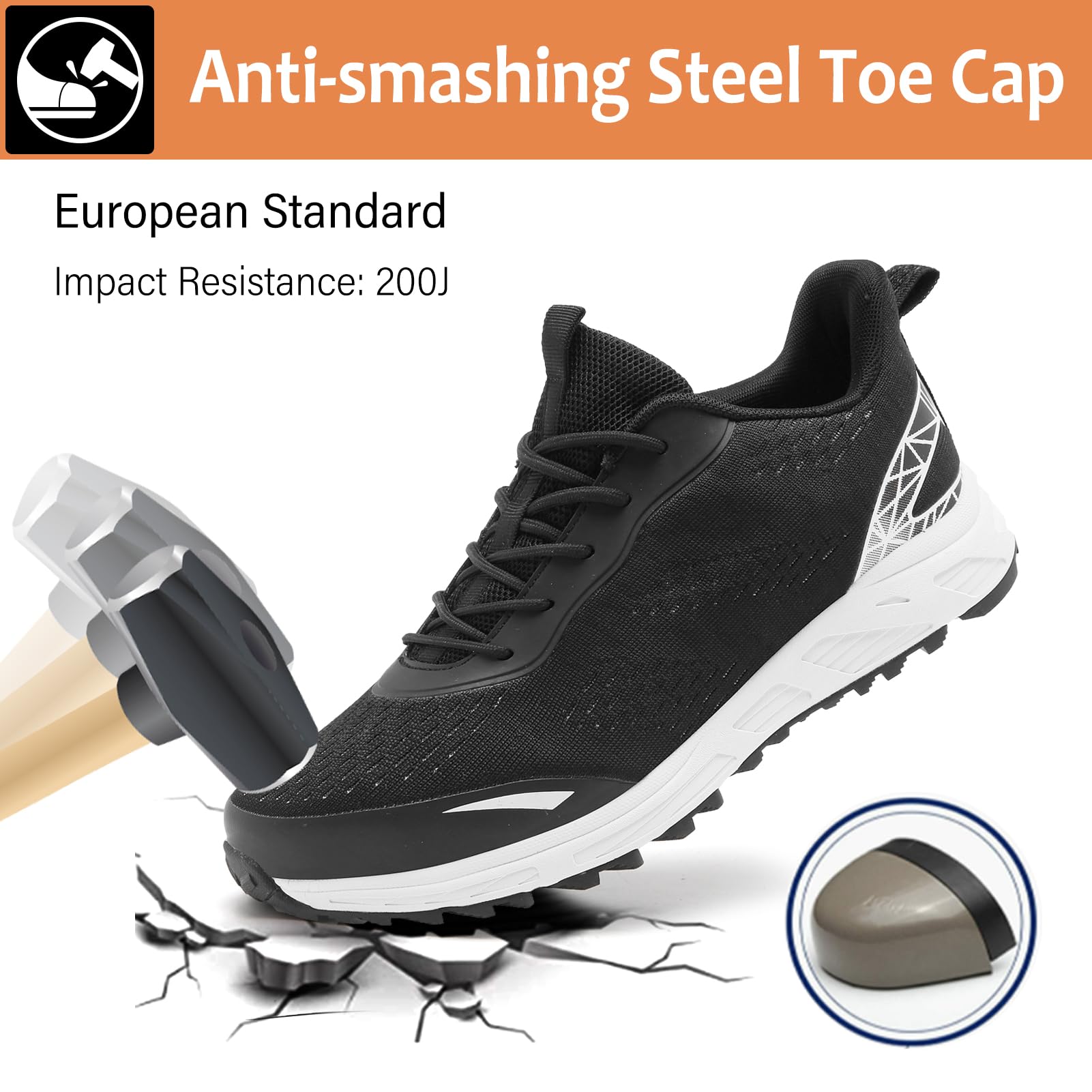 LUPWEE Steel Toe Shoes for Men Women, Lightweight Comfortable Puncture ...