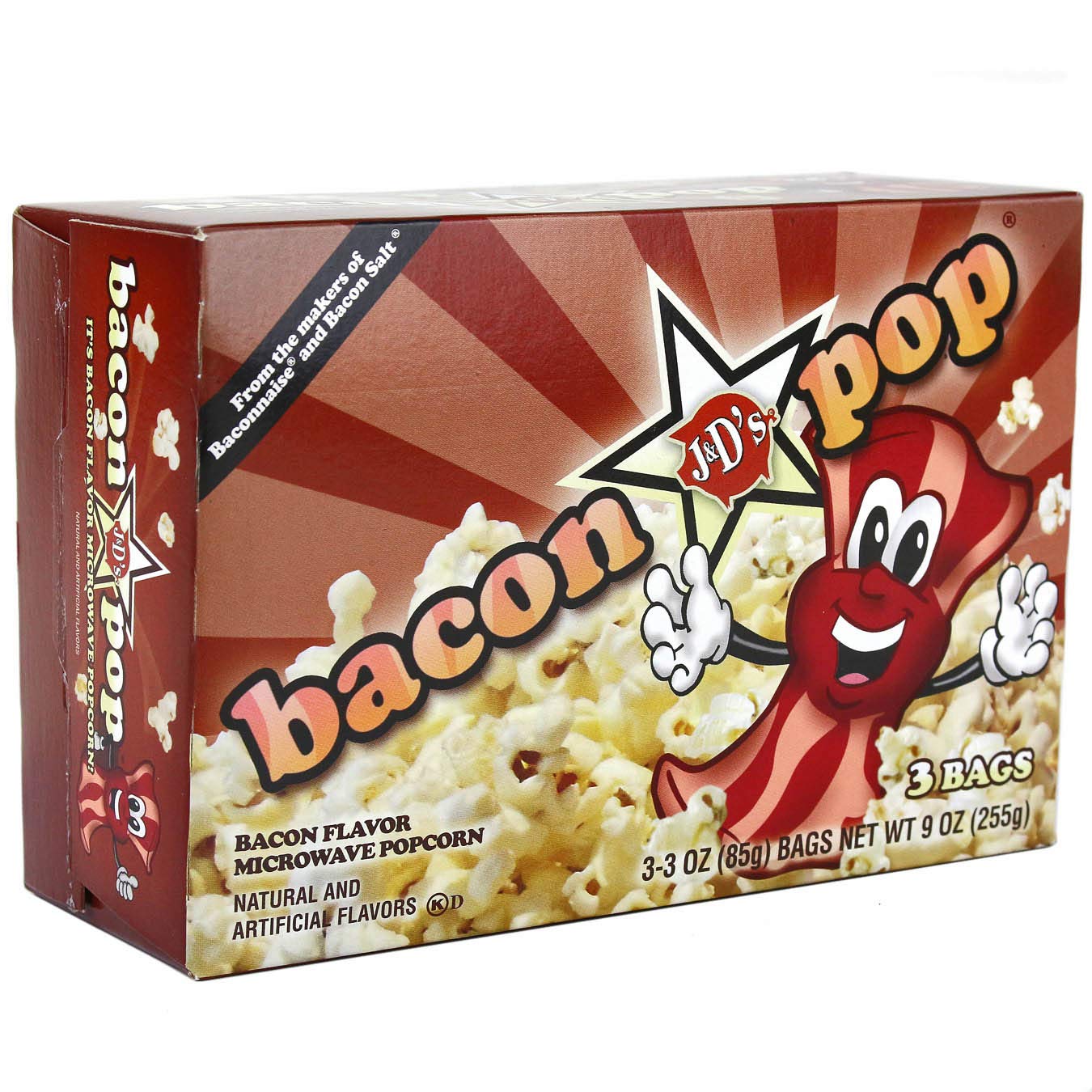Amazon.com: Bacon Pop Bacon Flavored Microwave Popcorn, 9 oz box