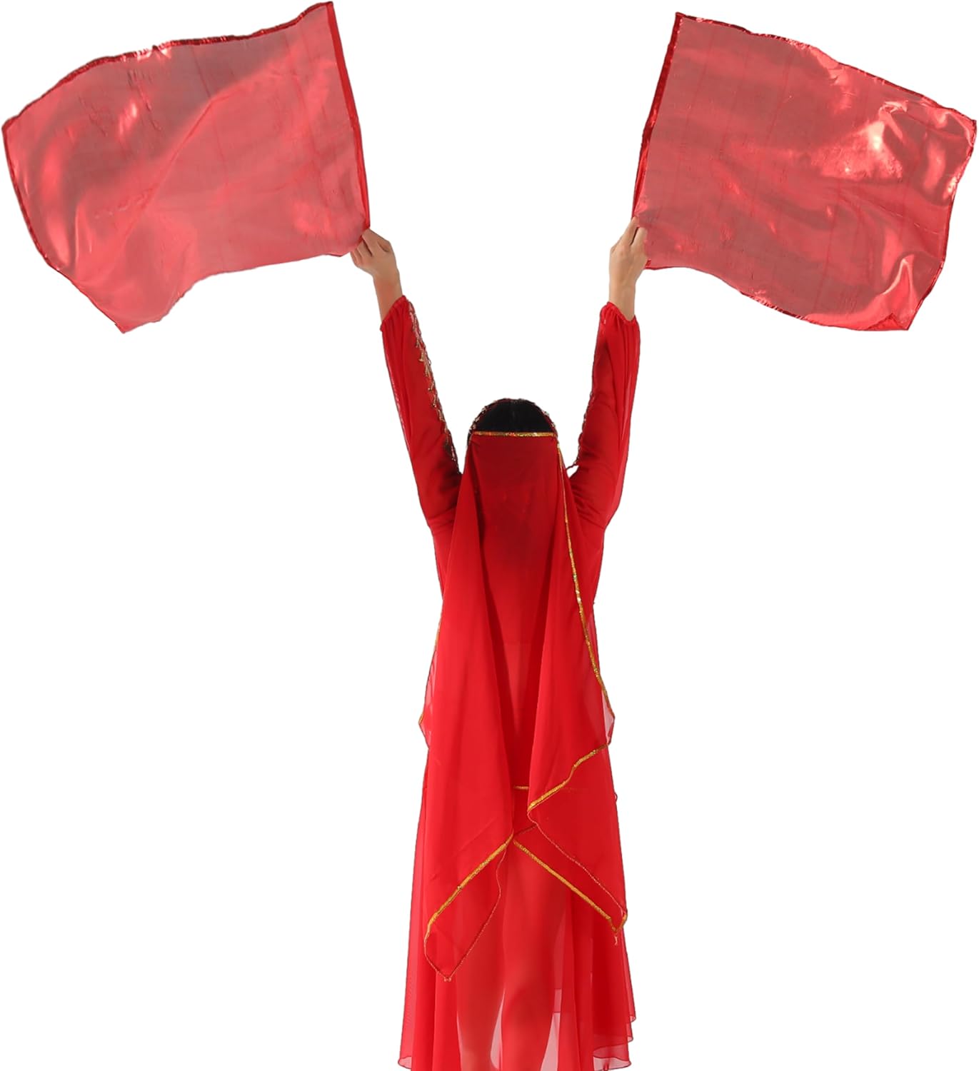 Amazon.com : Wuchieal One Pair 26.77 Inch Metallic color Flag Poi with ...