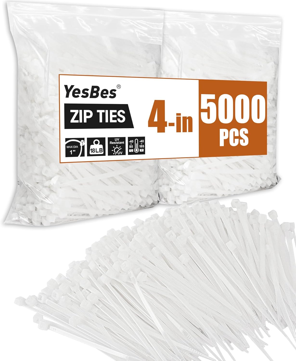 Amazon.com: 5000 PCS Zip Ties 4 Inch, Small Cable Ties with 18lbs ...