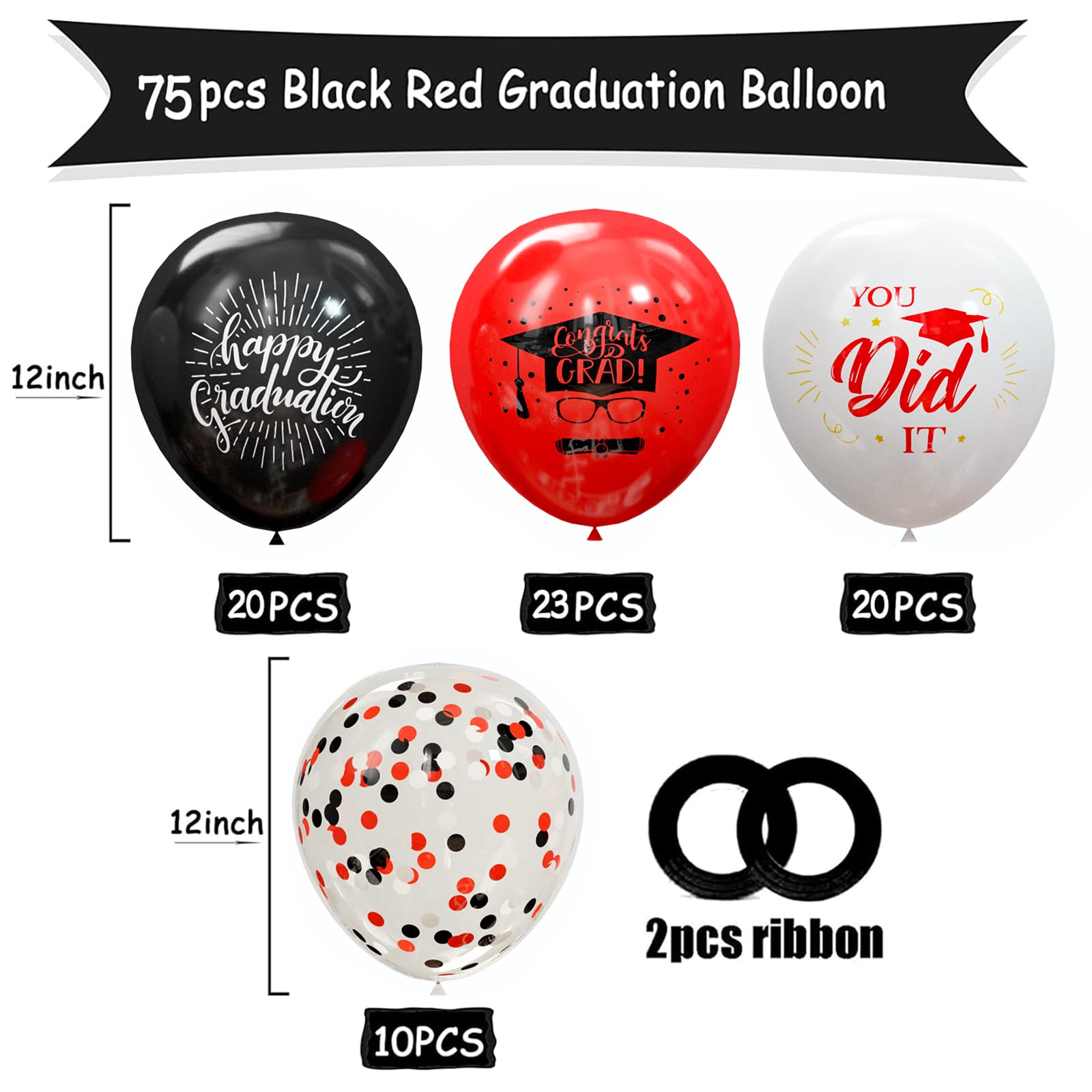 Snapklik.com : 75 Pack Graduation Party Decorations Balloons Set - 12 ...