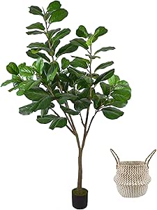 Warmplants Artificial Fiddle Leaf Fig Tree, 6ft Tall Fake Fiddle Leaves ...