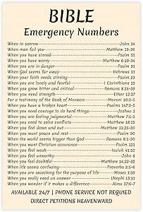 Amazon.com: Bible Emergency Numbers - Christian Wall Decor Print, This ...