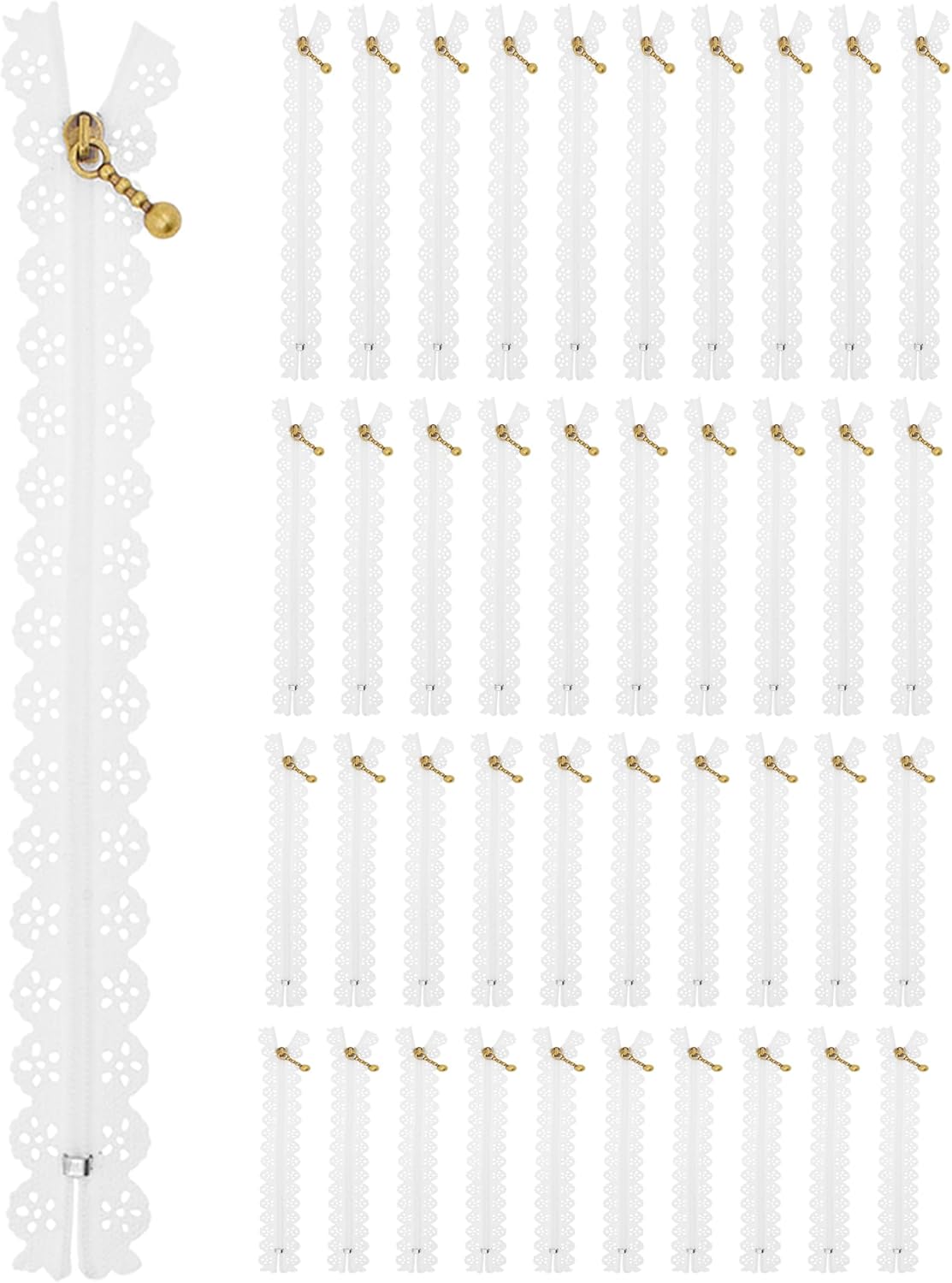 Amazon.com: Mandala Crafts White Lace Zippers Assorted Length Fancy ...