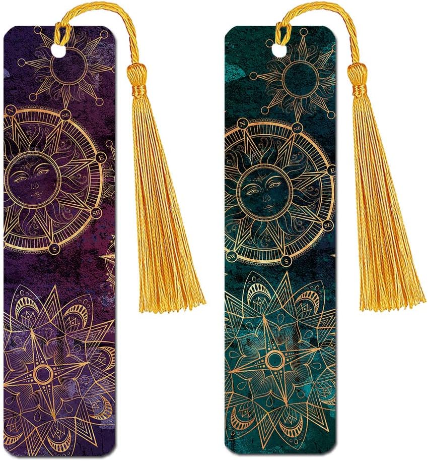 Amazon.com: WIRESTER Set of 2 Metal Bookmarks with Light Gold Tassel ...