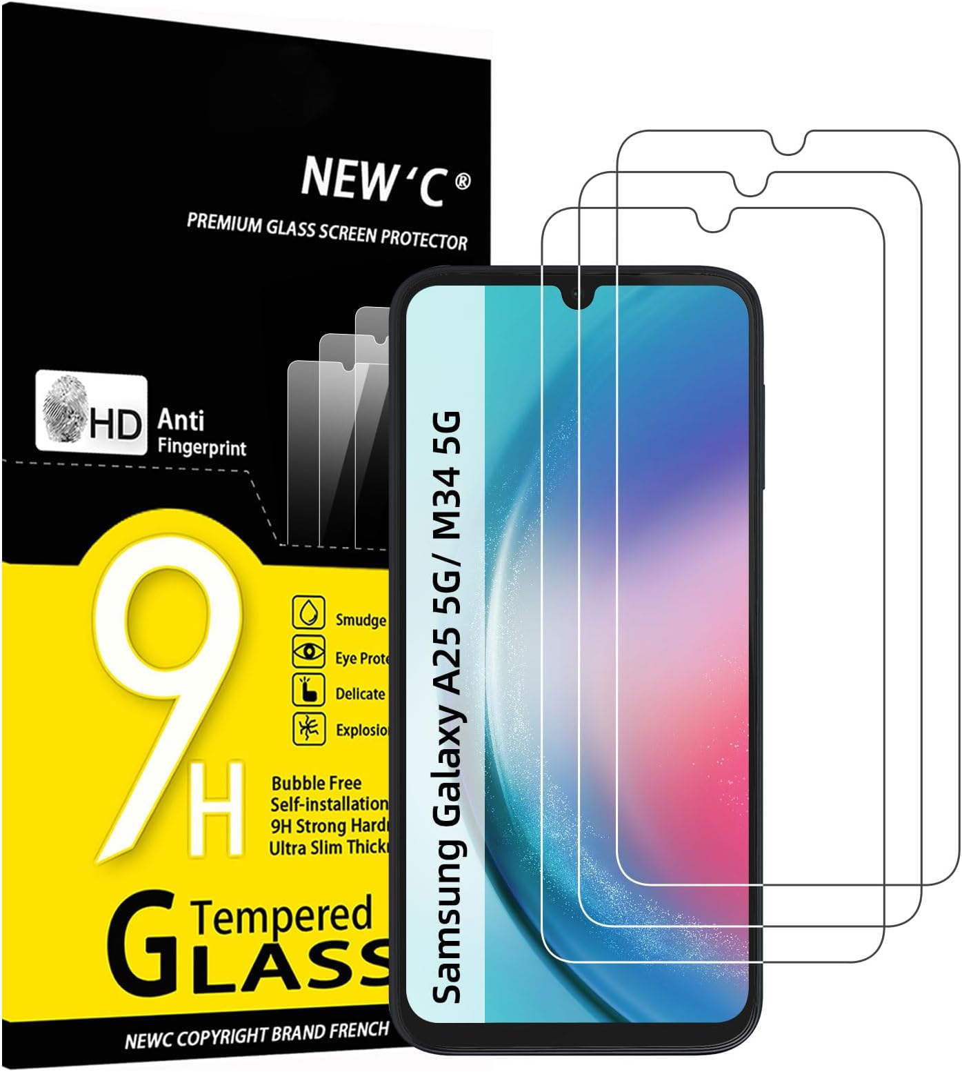 NEW'C 3 Pack Designed for Samsung Galaxy A25 5G, M34 5G Screen ...