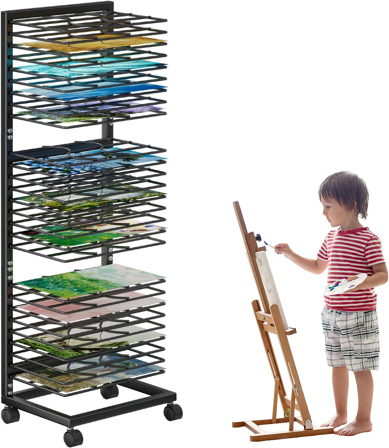 Amazon.com: LIAQICHA 25 Removable Shelves, Art Drying Rack for ...