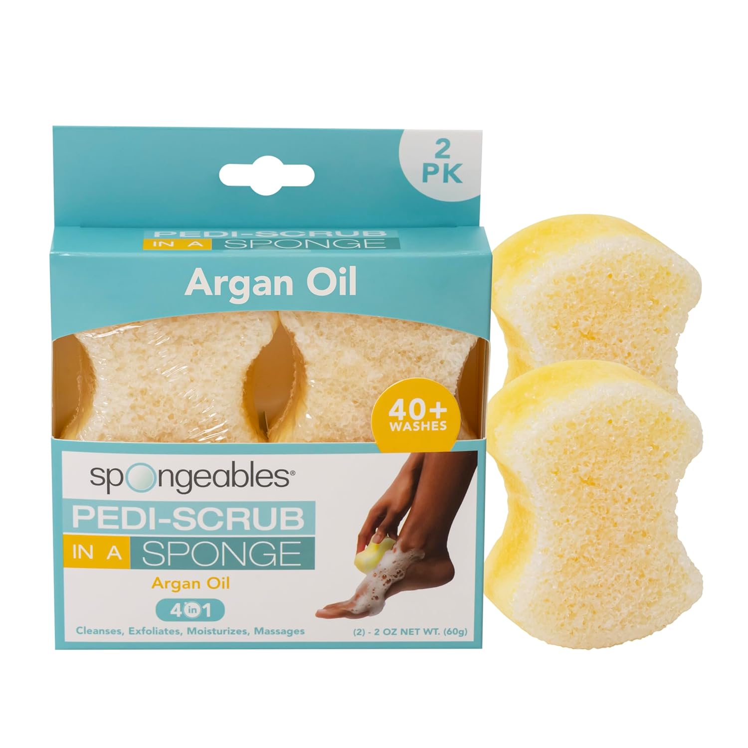 Amazon.com: Spongeables Pedi Scrub Foot Exfoliating 20+ Wash Sponge ...