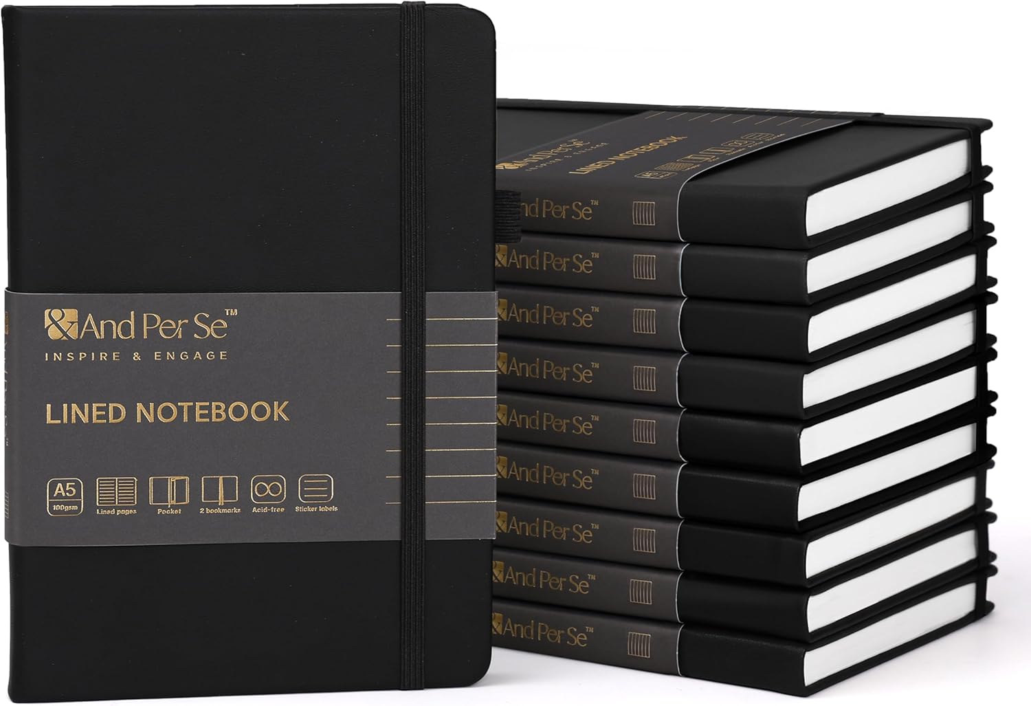 Amazon.com : &And Per Se Lined Journal Notebook (10 Packs), 160 Pages ...