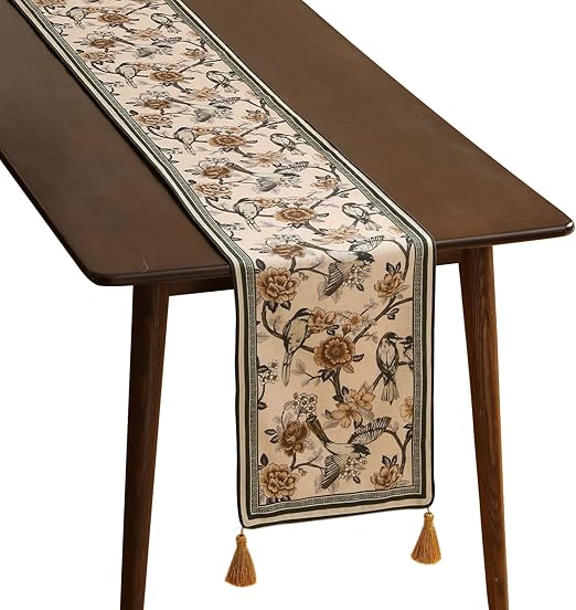 Amazon.com: ISAENNE Designer Vintage Beige Linen Table Runner 102 ...