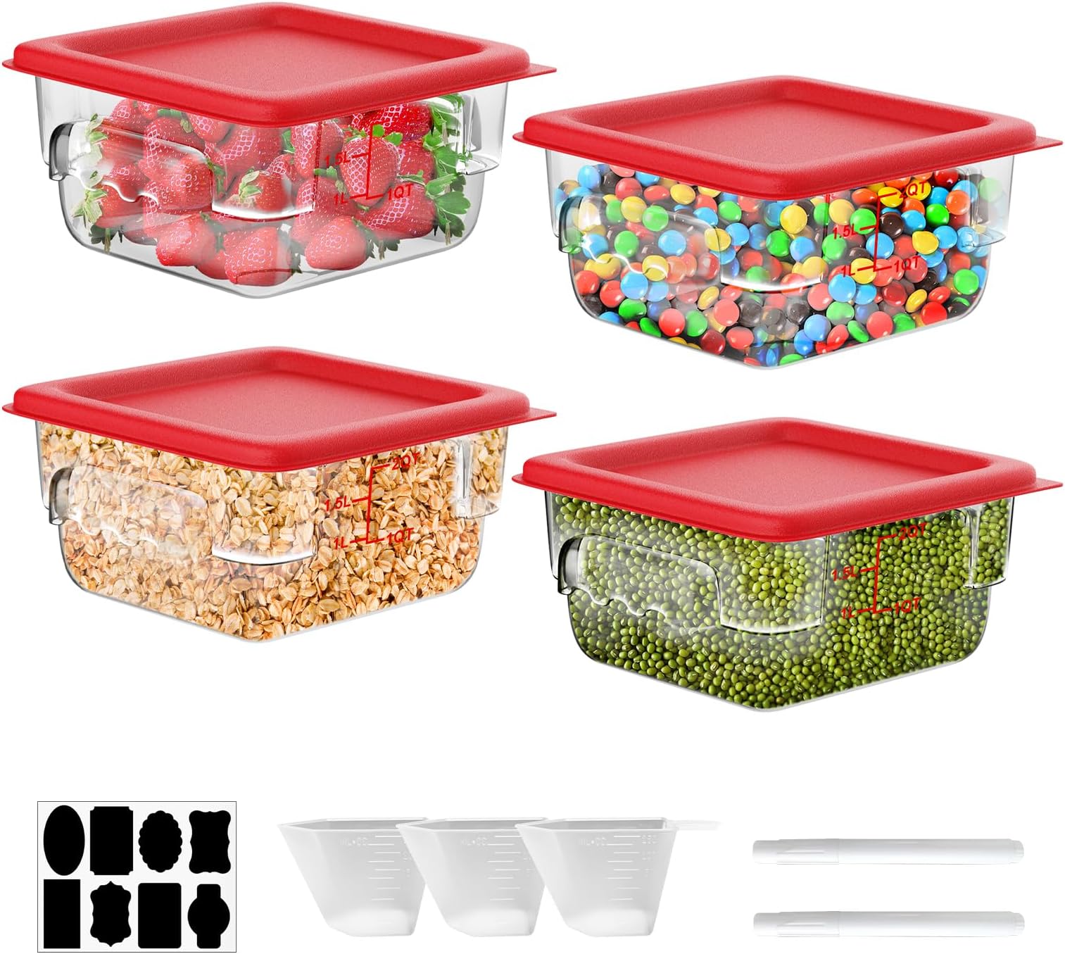 Amazon.com: Lallisa 8 Pcs 2 Quart Food Storage Containers with Lids ...