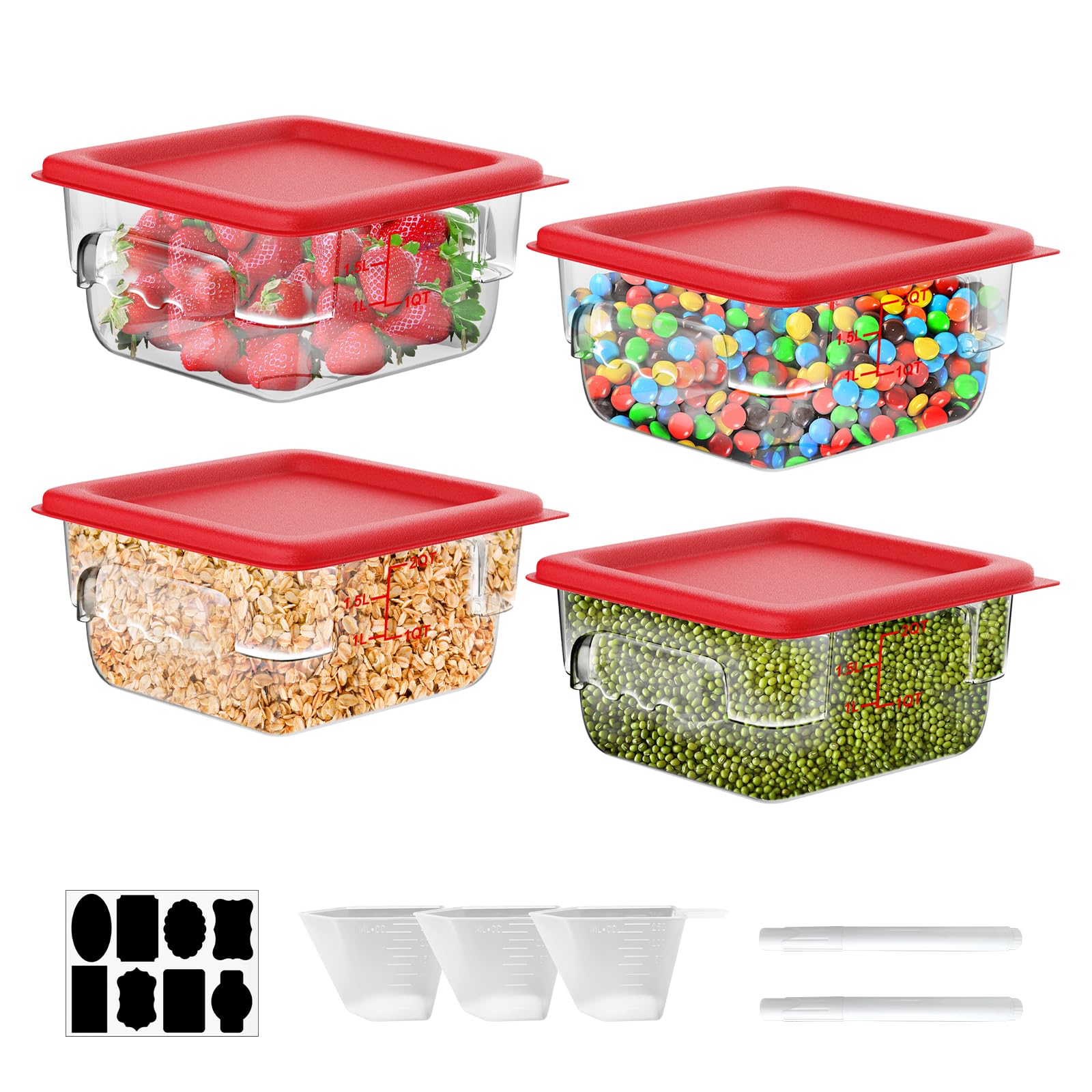 Amazon.com: 2QT NSF Food Storage Containers: 8 PCS [Food Grade][Hot ...