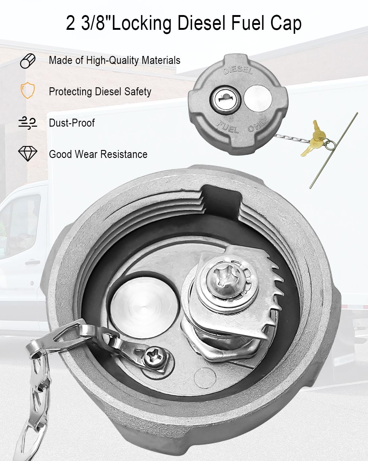 Snapklik.com : NTSUMI 2 3/8" Locking Diesel Fuel Cap Fit For ...