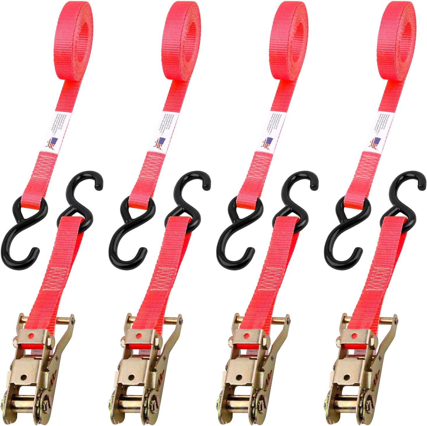 Amazon.com: Heavy Duty Ratchet Strap – (4PK) Premium Tie Down Straps ...