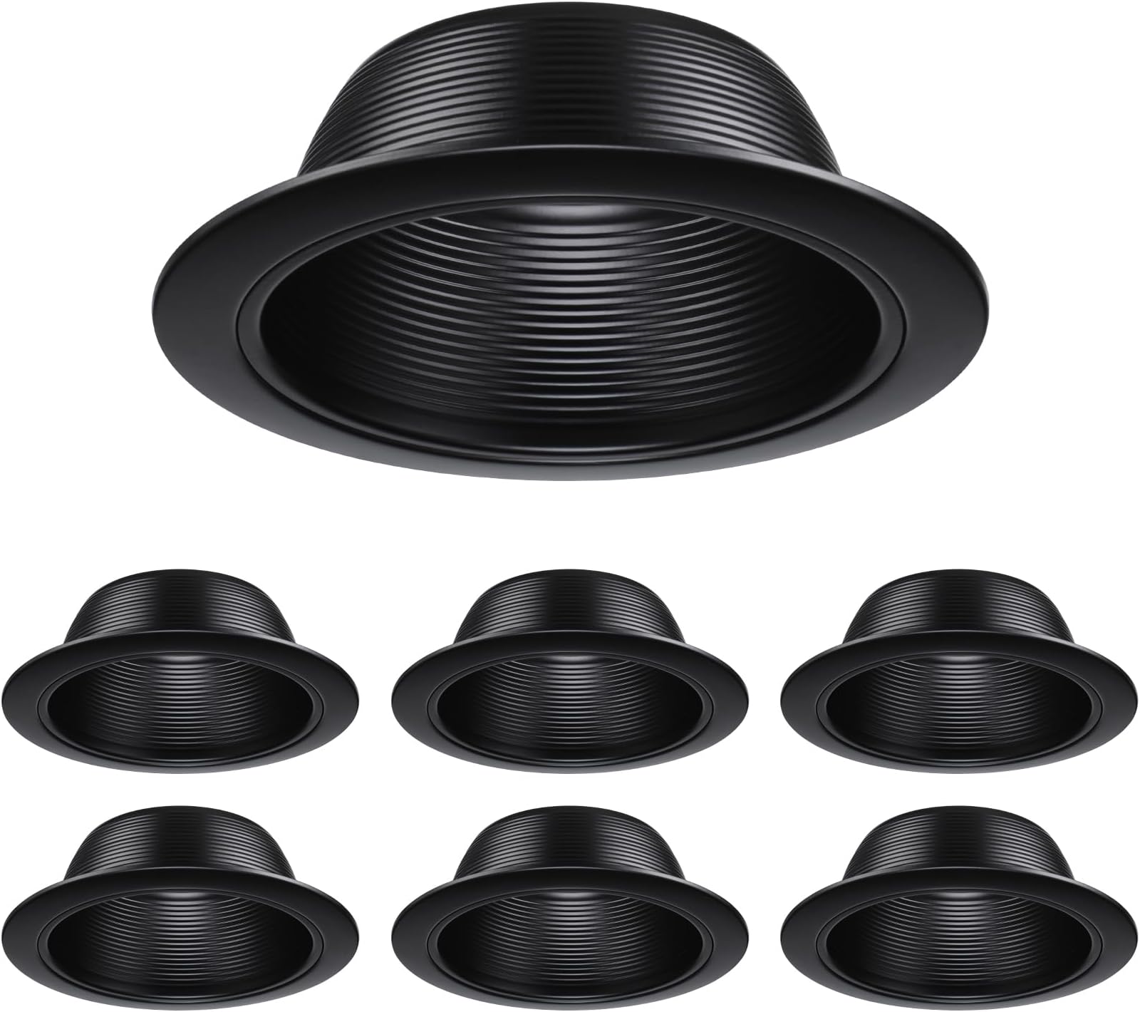 TORCHSTAR 6 Inch Recessed Light Black Baffle Trim with Detachable Ring ...