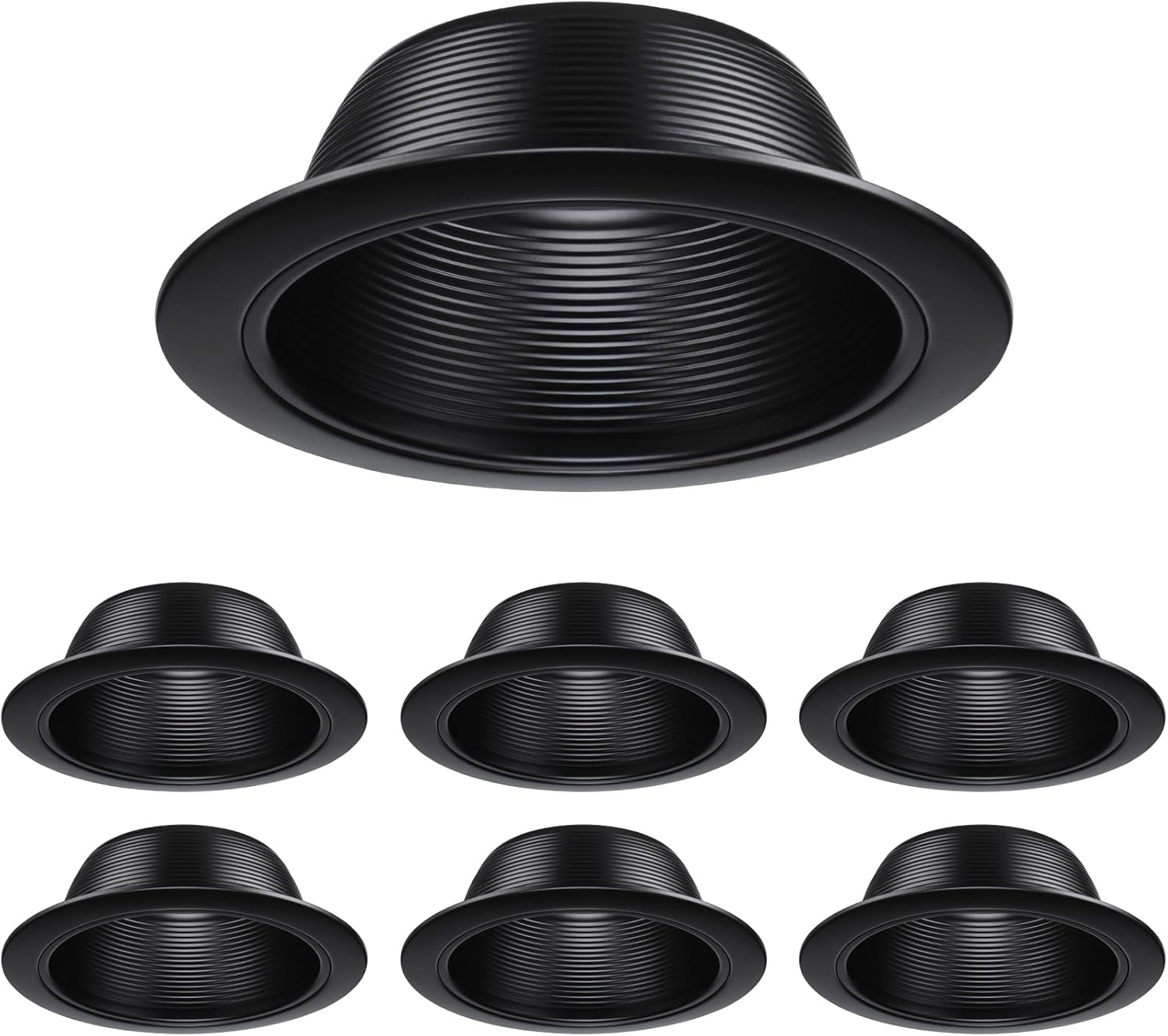 TORCHSTAR 6 Inch Recessed Light Black Baffle Trim with Detachable Ring ...