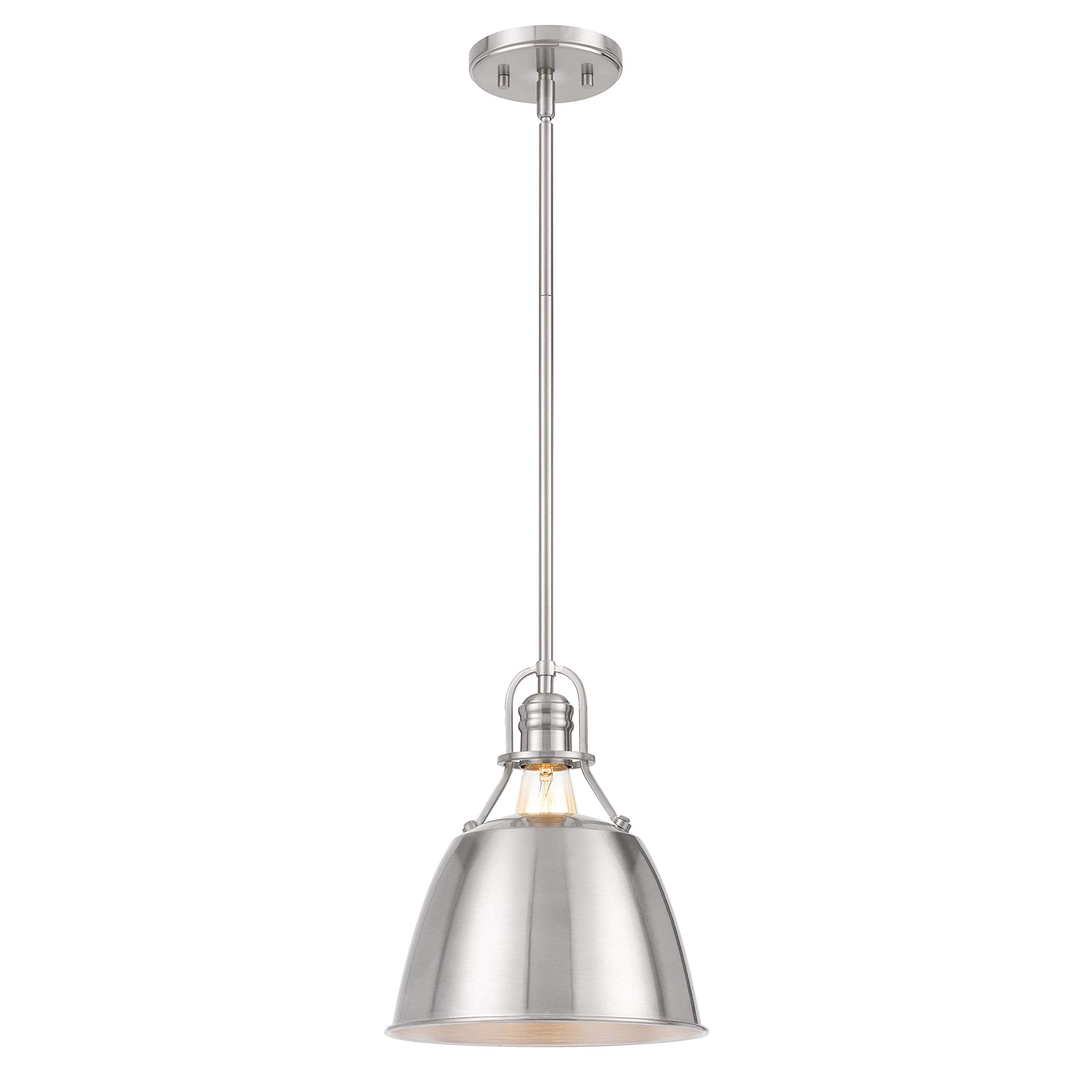 Indoor Mini Pendant Light, 10" Diameter 1-Light, Brushed Nickel Finish ...
