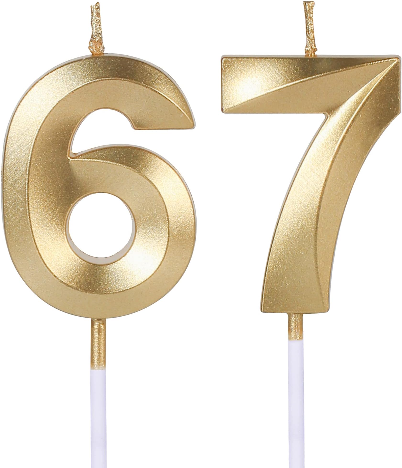 Amazon.com: Gold 67th & 76th Birthday Candles for Cakes, Number 67 76 ...