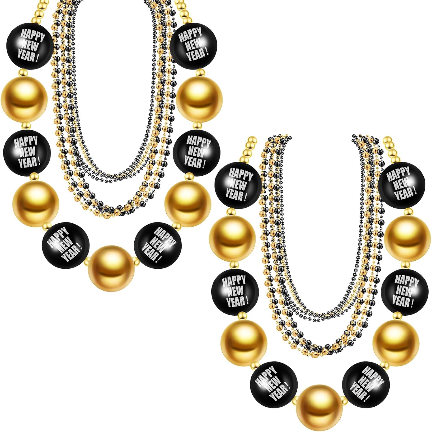 Amazon.com: Sasylvia 2 set of 36 Happy New Year Bead Necklace 35" Black ...