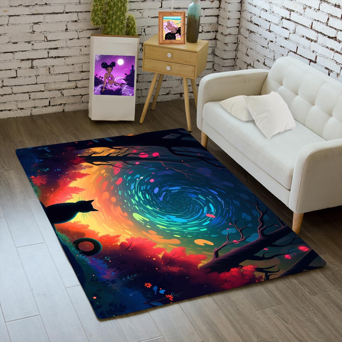 Amazon.com: Cartoon Cat Rug - Black Cat Rug Cute Rugs for Bedroom, Cat ...