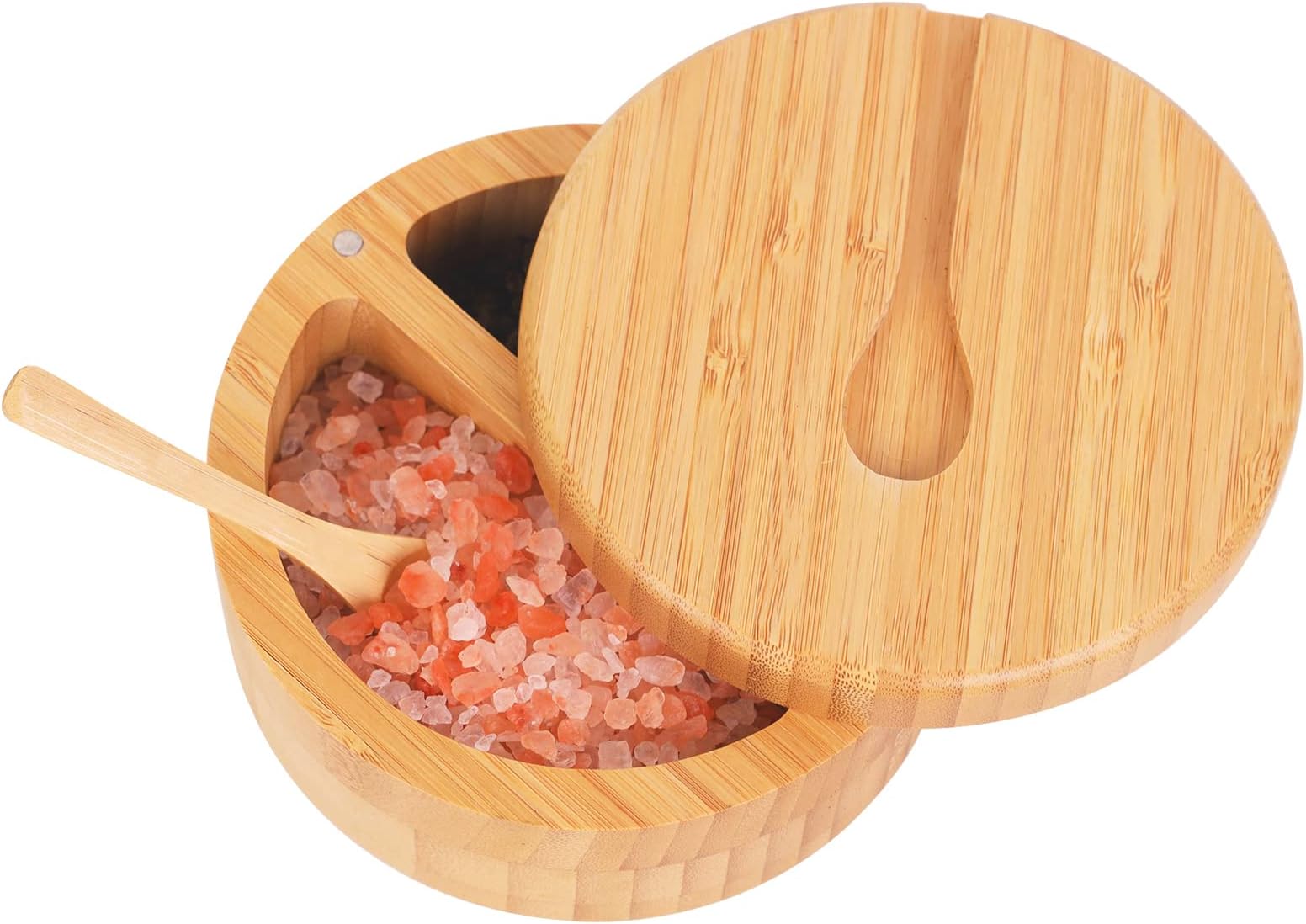 Amazon.com: Wooden Salt Box Divided with Magnetic Swivel - 2 ...