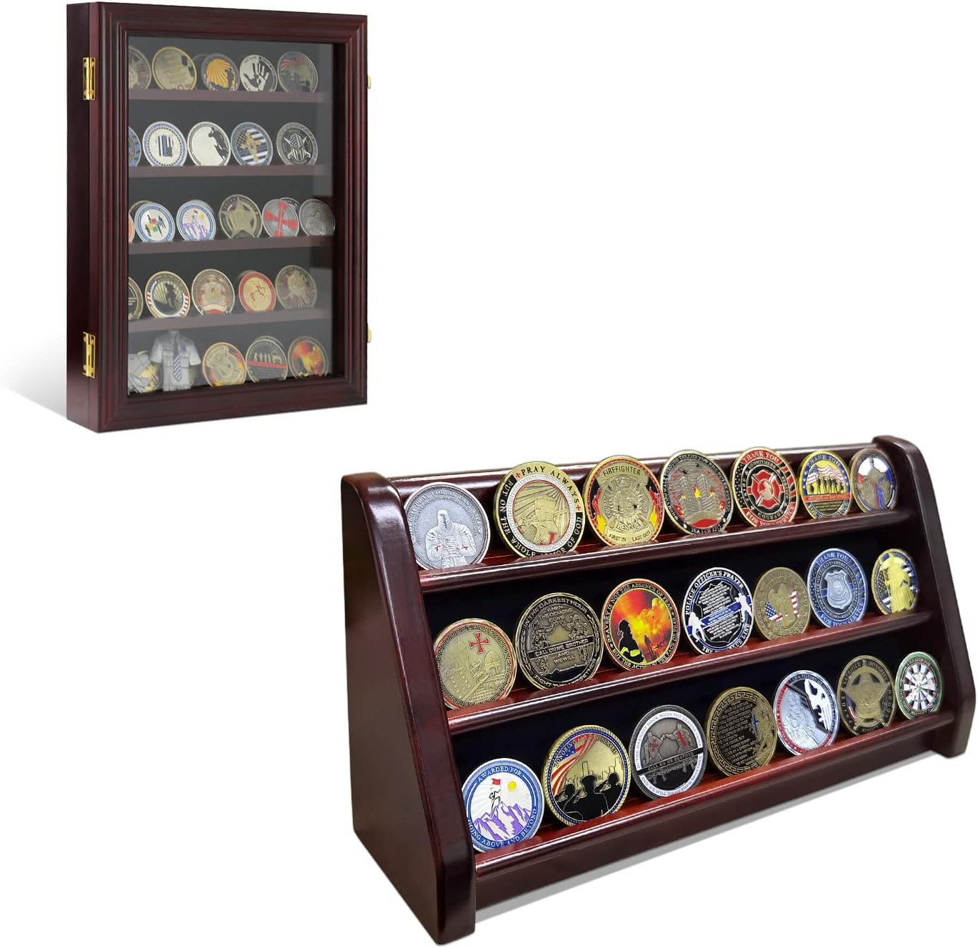 Amazon.com: ASmileIndeep 5 Row Challenge Coin Display Case & 3 Row ...