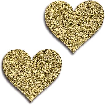 Amazon.com: Glitter Women's Gold Self Adhesive Flat Heart Pasties, One ...