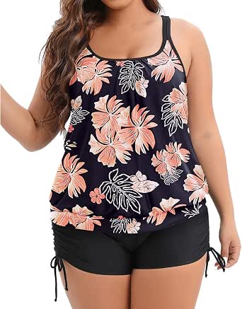 Aqua Eve Plus Size Tankini with Shorts Two Piece Swimsuits for Women ...