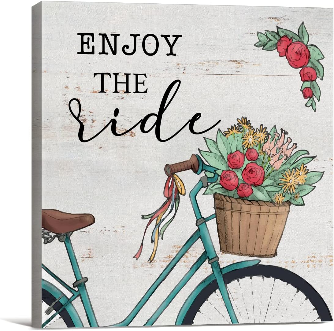 Amazon.com: Lameila Farmhouse Enjoy the Ride Sign Wall Art Print ...