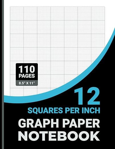 Graph Paper 12 Squares Per Inch Notebook: 1/12 Inch Squares, 12x12 Grid ...