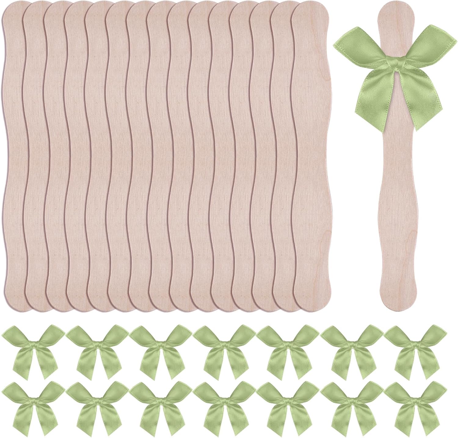 Amazon.com: 50 Pcs 8 in Wooden Fans Sticks with 50 Pcs Bows Fan Handle ...