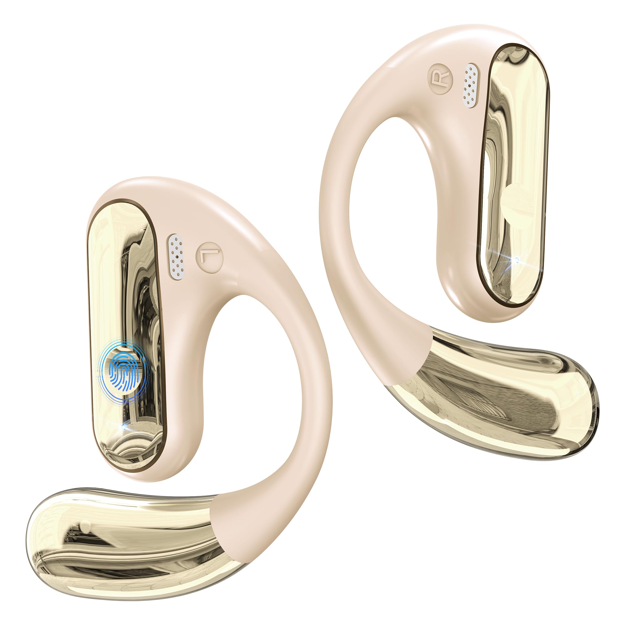 Clip on Earbuds Open Ear Wireless Bluetooth 5.4 Headphones with Noise ...