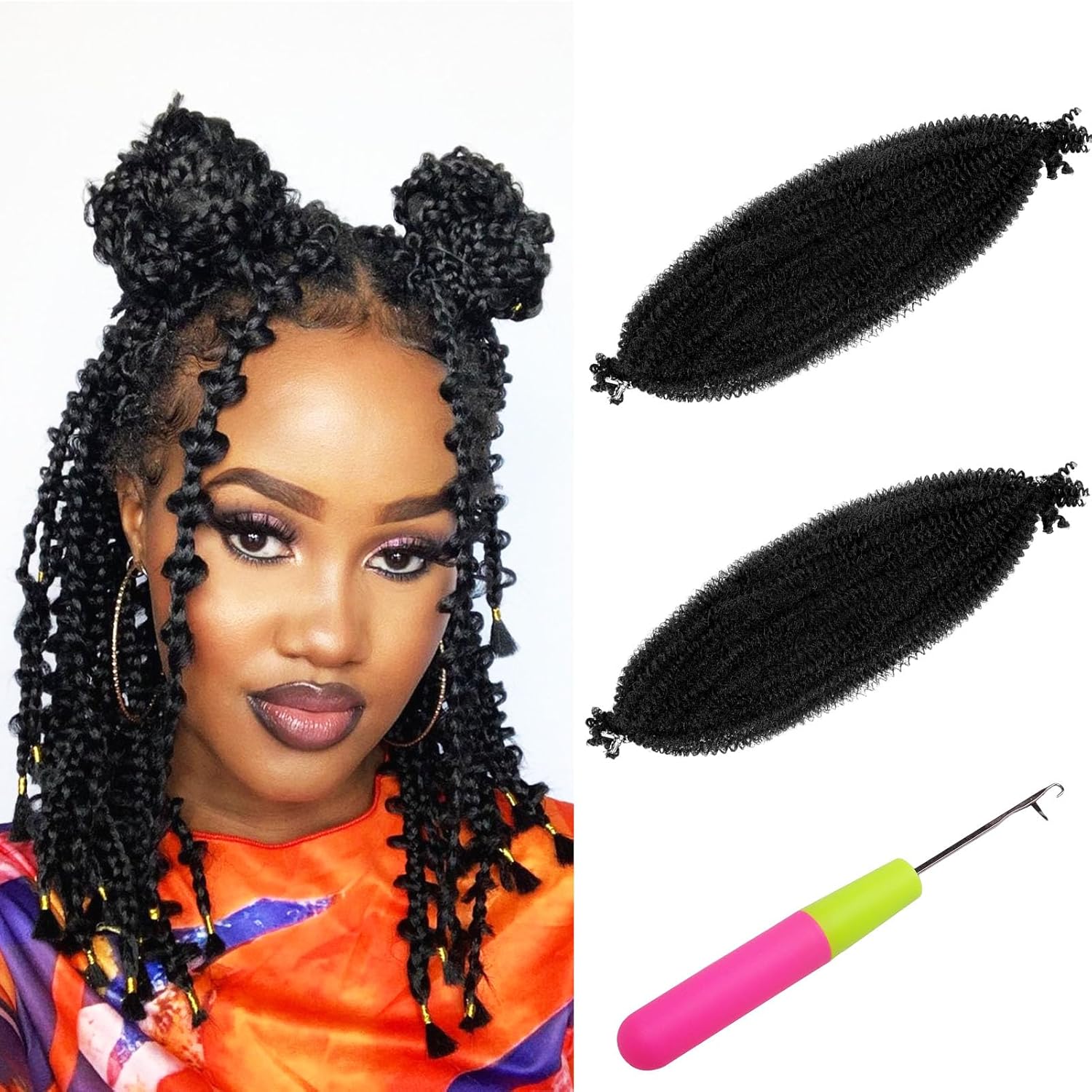 Amazon.com : KYNLEY Springy Afro Twist Hair 14 Inch 2 Packs Kinky ...