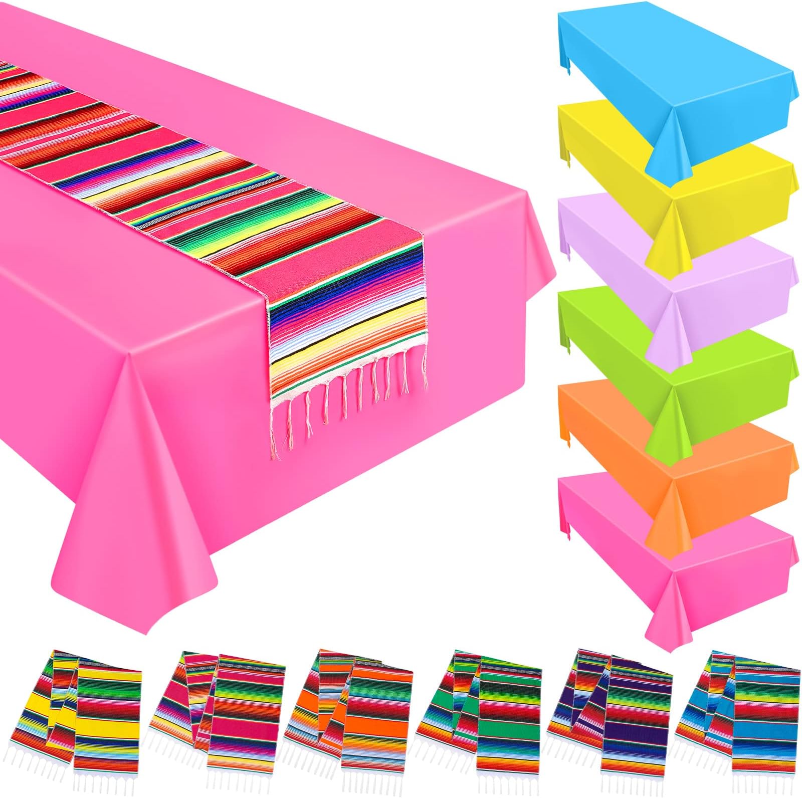 Amazon.com: 6 Pcs Mexican Serape Table Runners Colorful Zarape Table ...