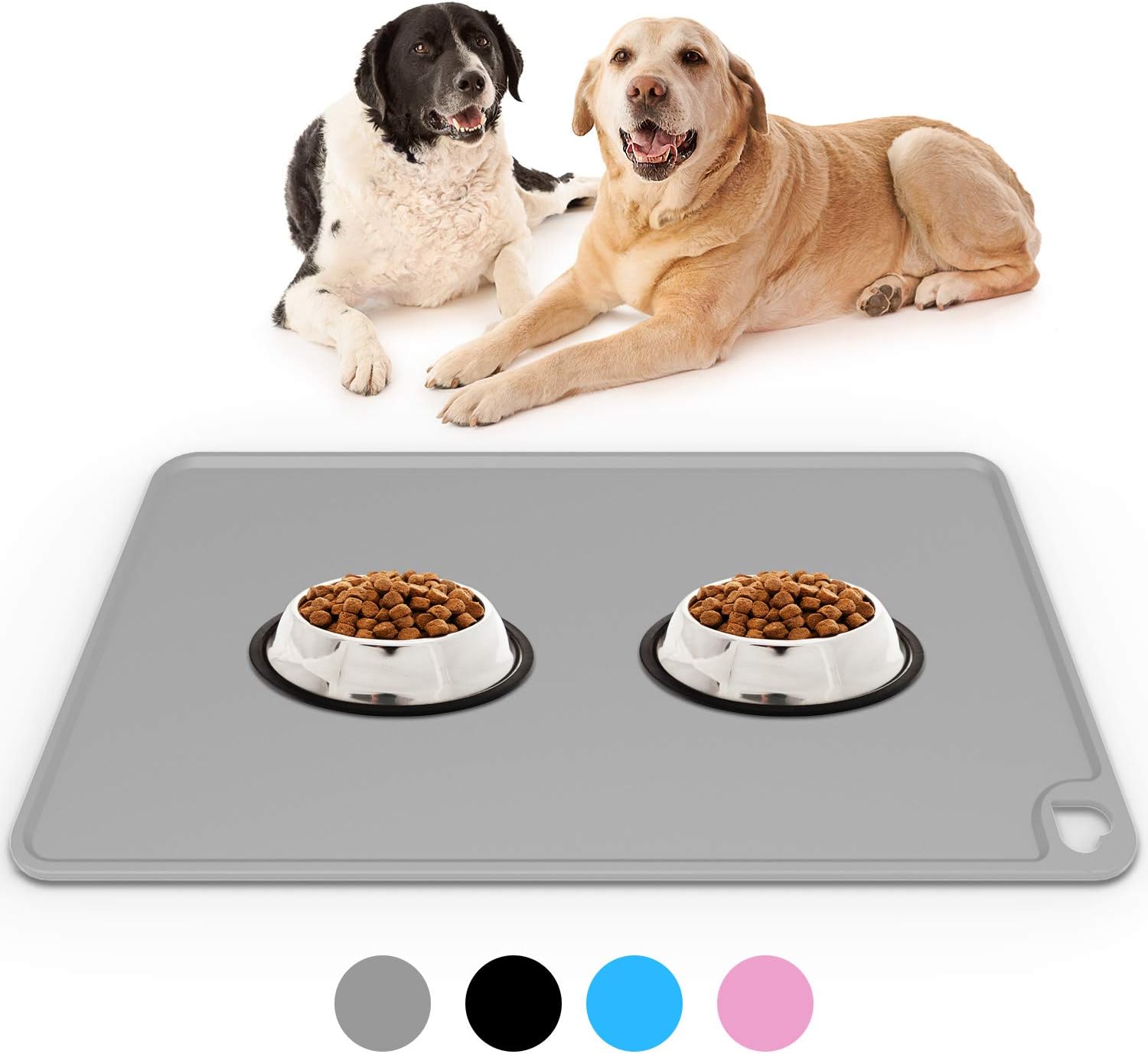 FAYOGOO 24" x 16" Extra Large Dog Food Mat Food and Water Non Slip ...