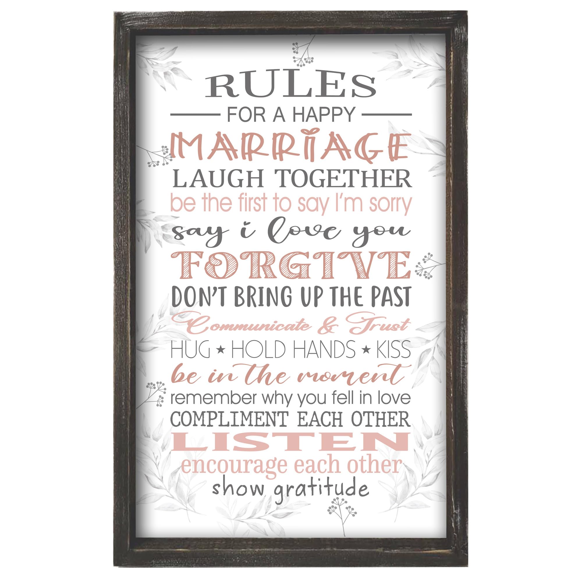Amazon.com : Rules for A Happy Marriage Framed Wall Plaque in Solid ...