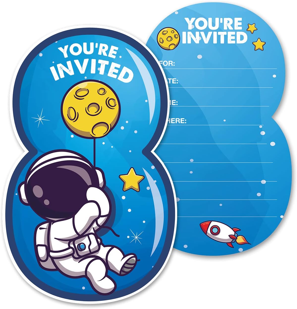 Amazon.com : Opomzk Outer Space 8th Birthday Party Invitations with ...