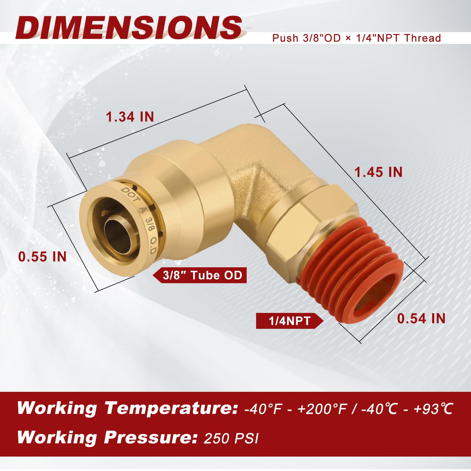 Snapklik.com : Boeray 3/8" Quick Push To Connect Fittings Brass 90 ...