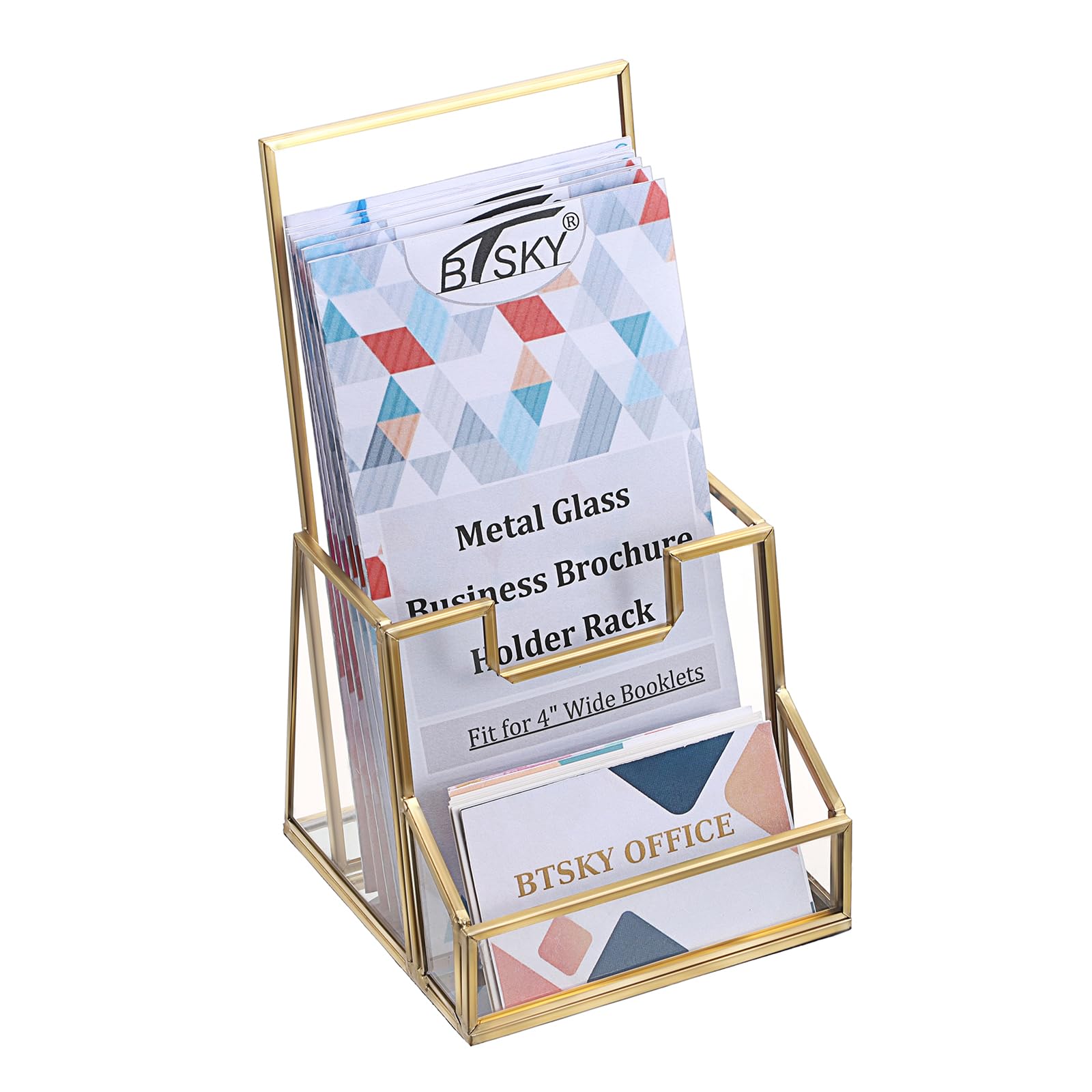 Amazon.com: BTSKY Golden Glass Brochure Holder for 4" Wide Trifold ...