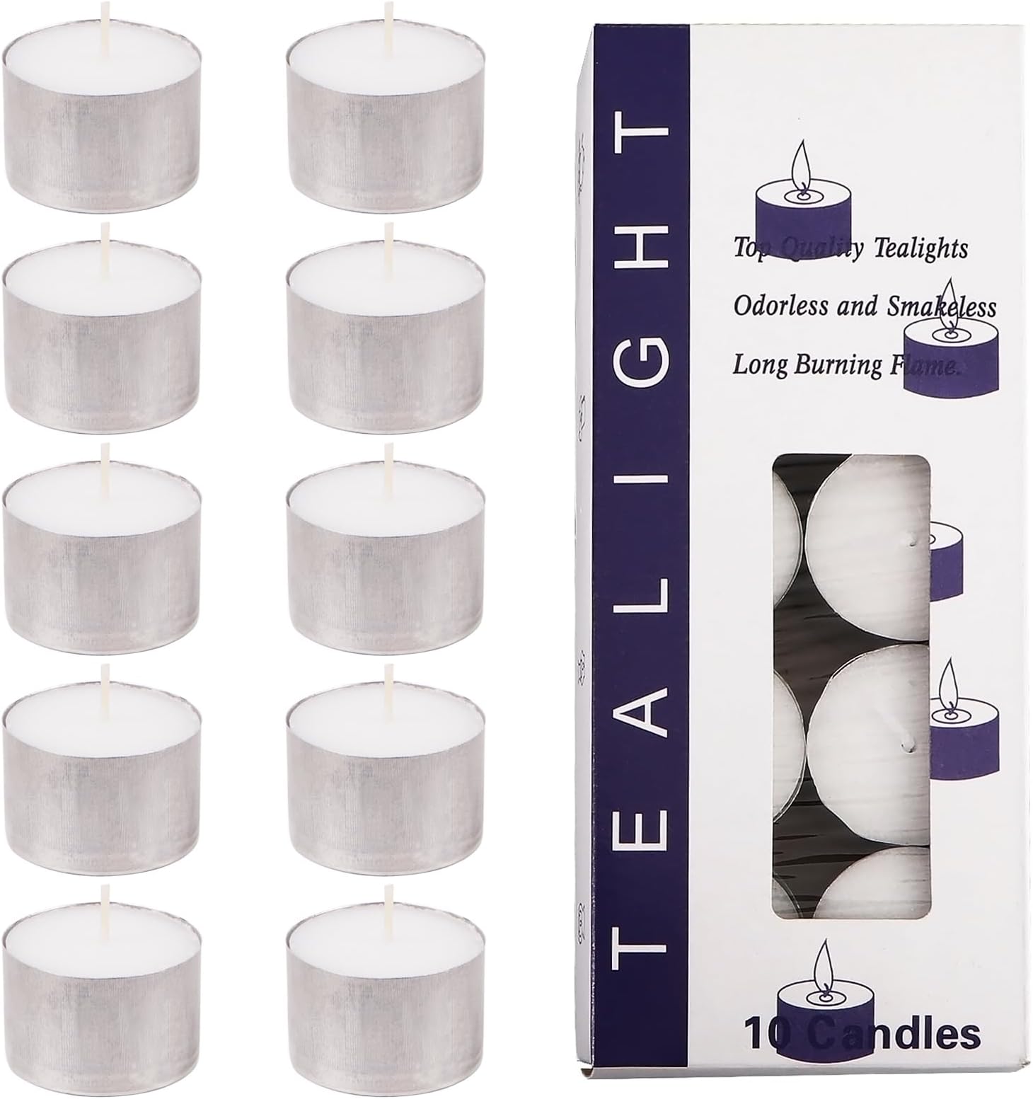 Amazon.com: 10PCS Unscented Tea Light Candles 8 Hours Extended Burn ...
