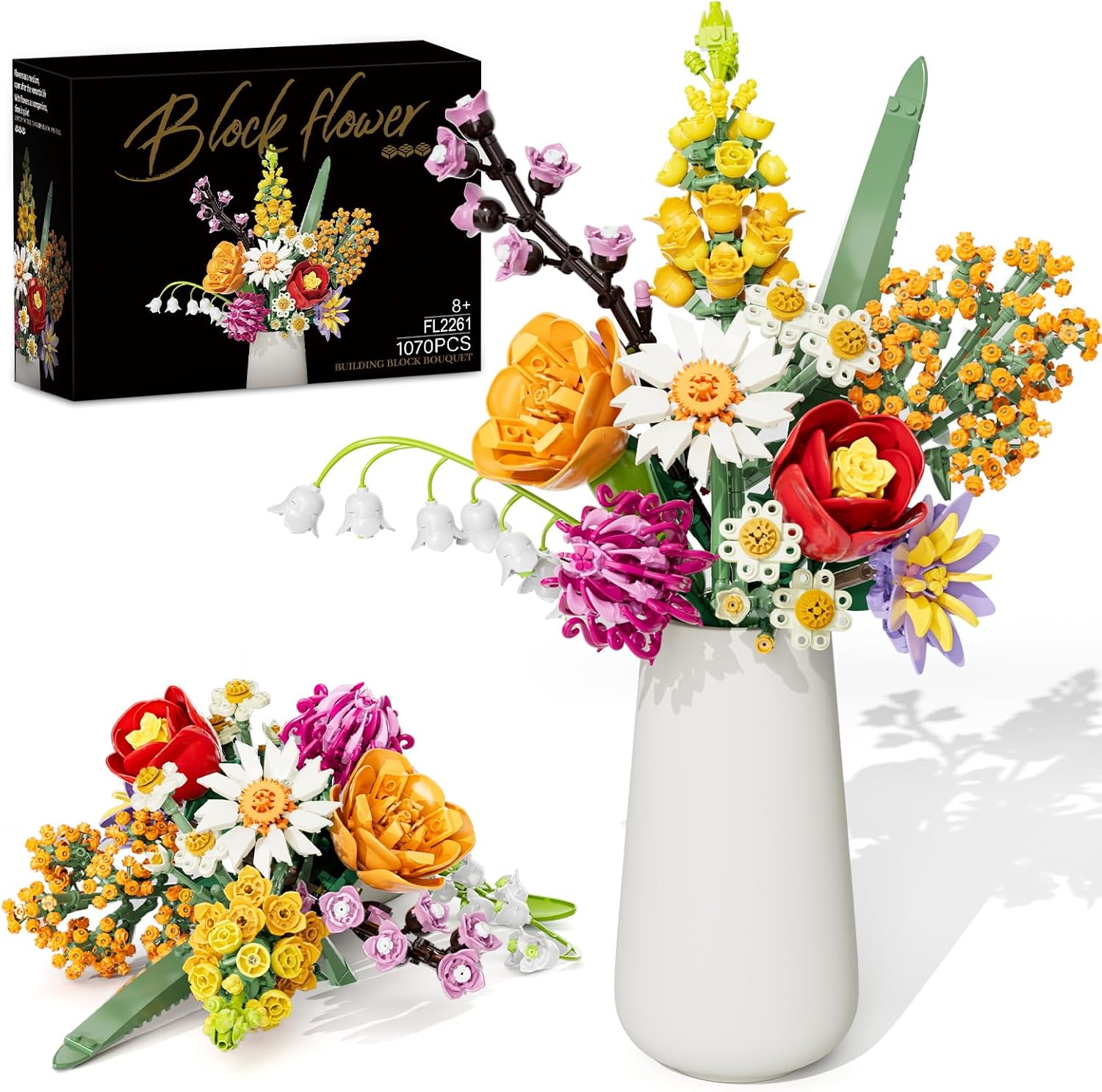 Amazon.com: Flowers Bouquet Building Set, 1070PCS Wildflower Botanical ...