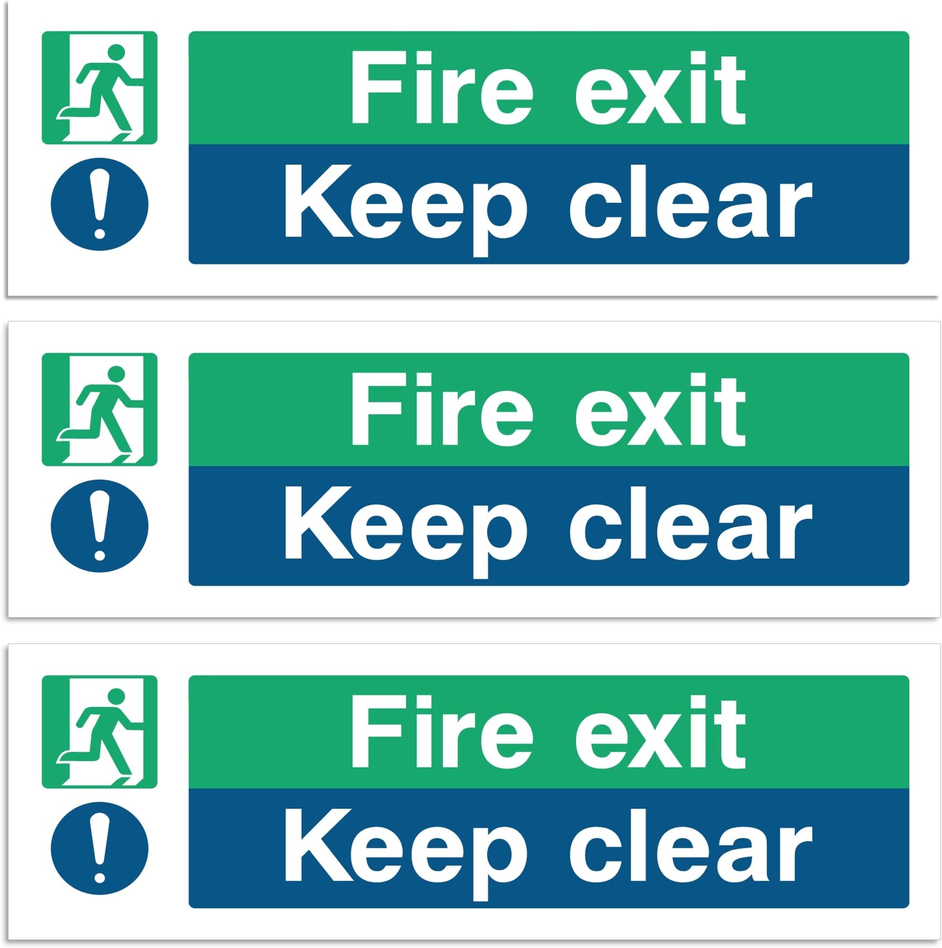 RubiGo 1/2/3/6/12 Pack Fire Exit Keep Clear Sign Self Adhesive, Fire ...