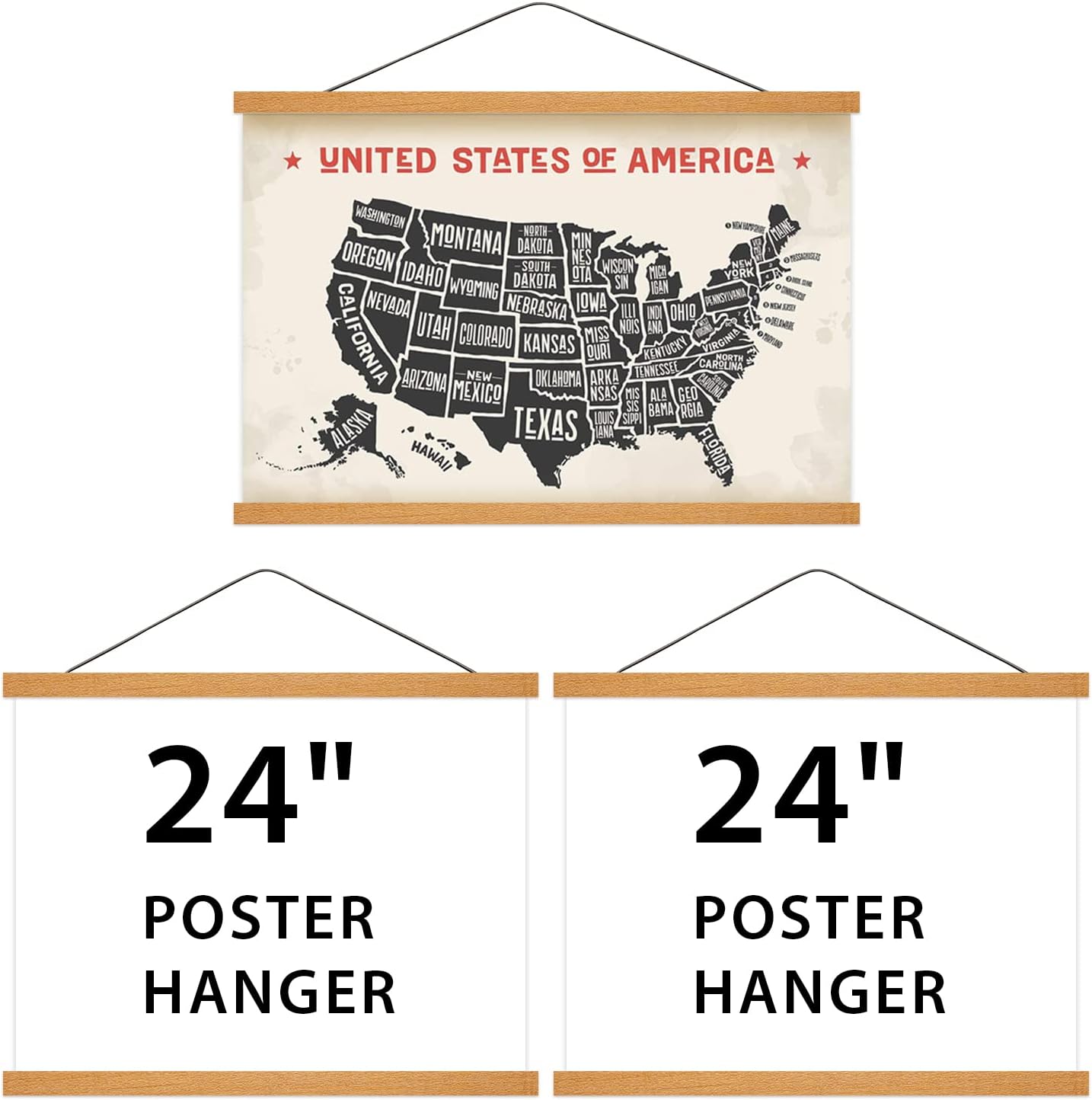 Amazon.com: 2 Pack 24 Inch Poster Hanger and 1 Pack 24 Inch Poster ...