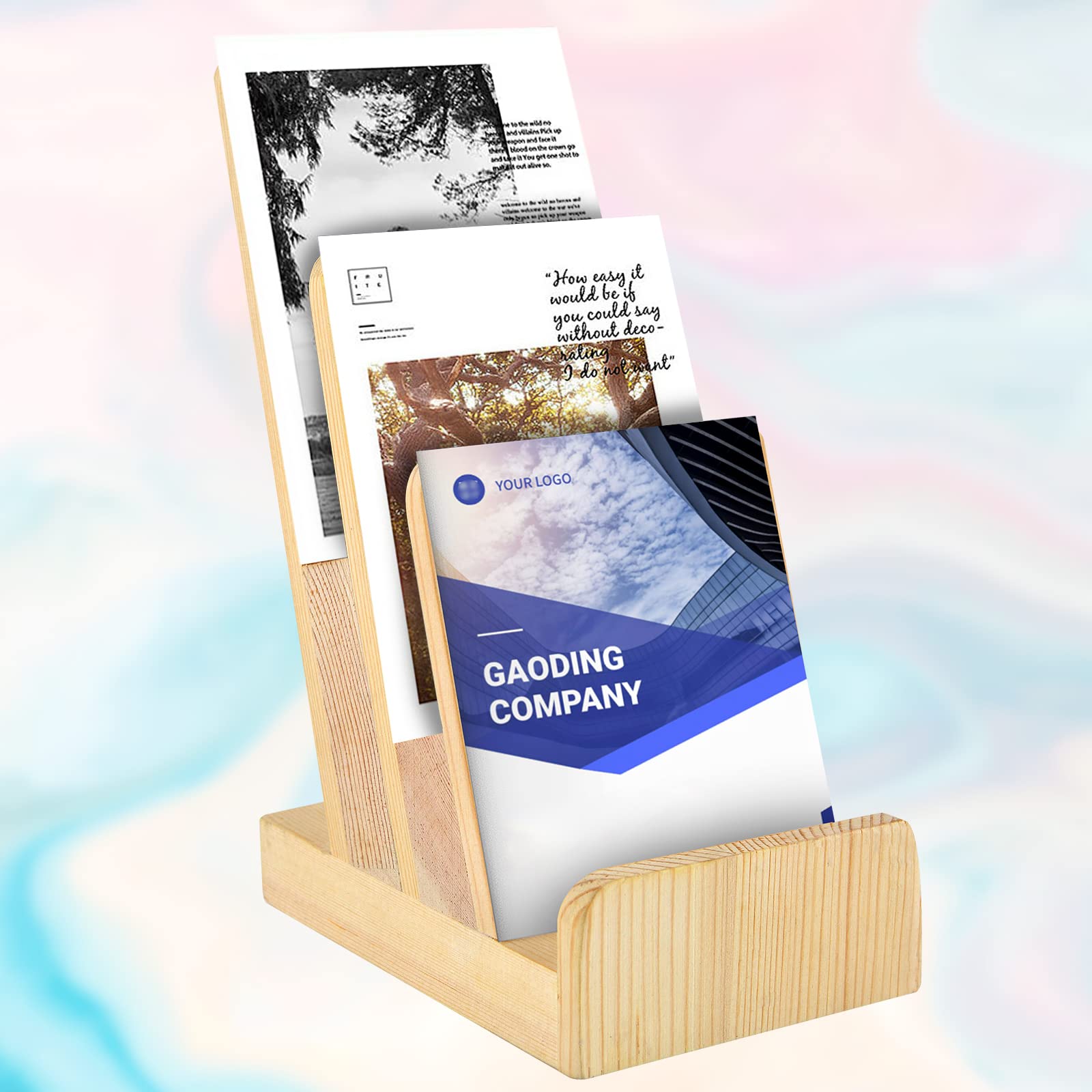 Snapklik.com : 3-Tier Pine Wood Literature Holder Pamphlet Display ...