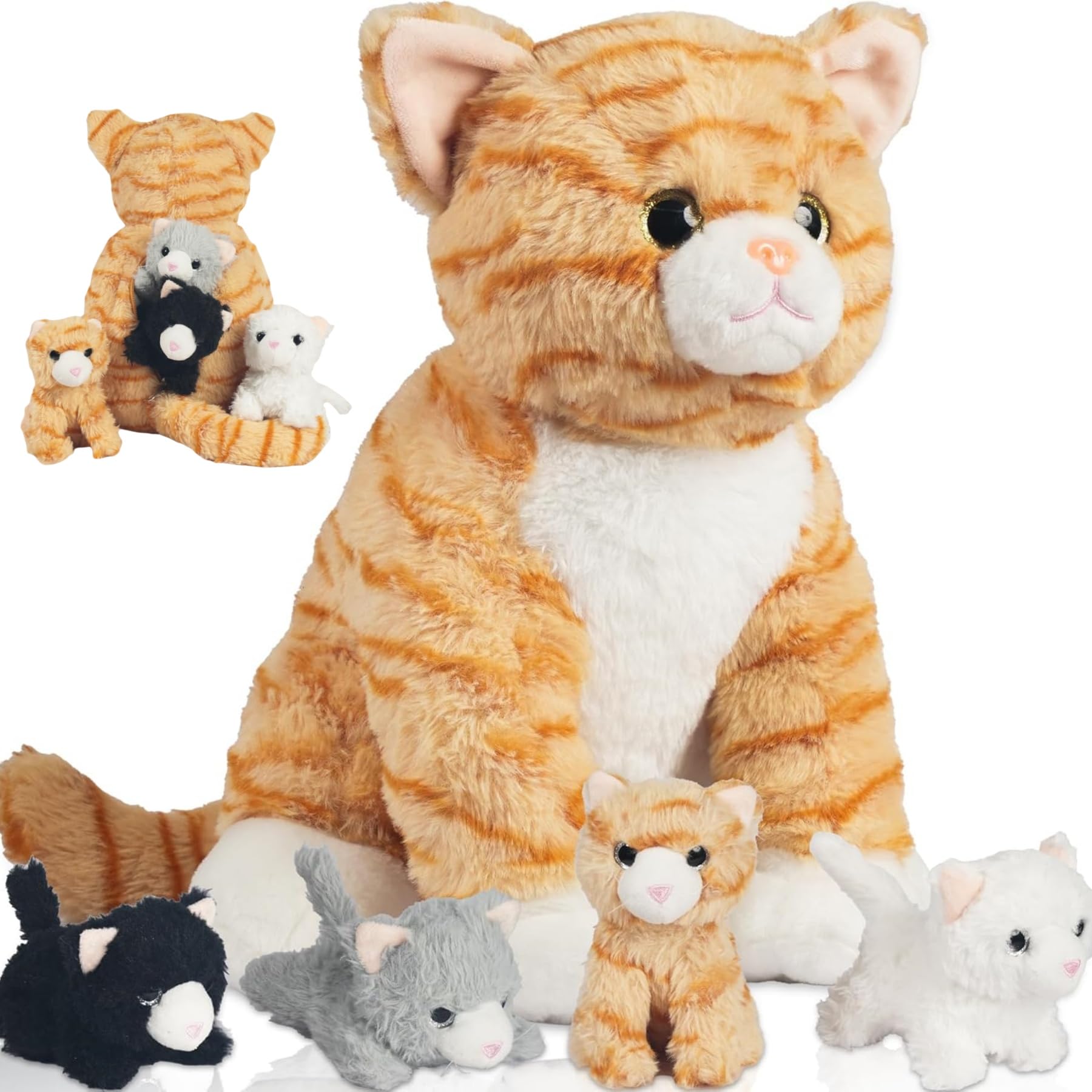 Amazon.com: 5 Pcs Cat Stuffed Animal with Babies Inside Stuffed Cat ...