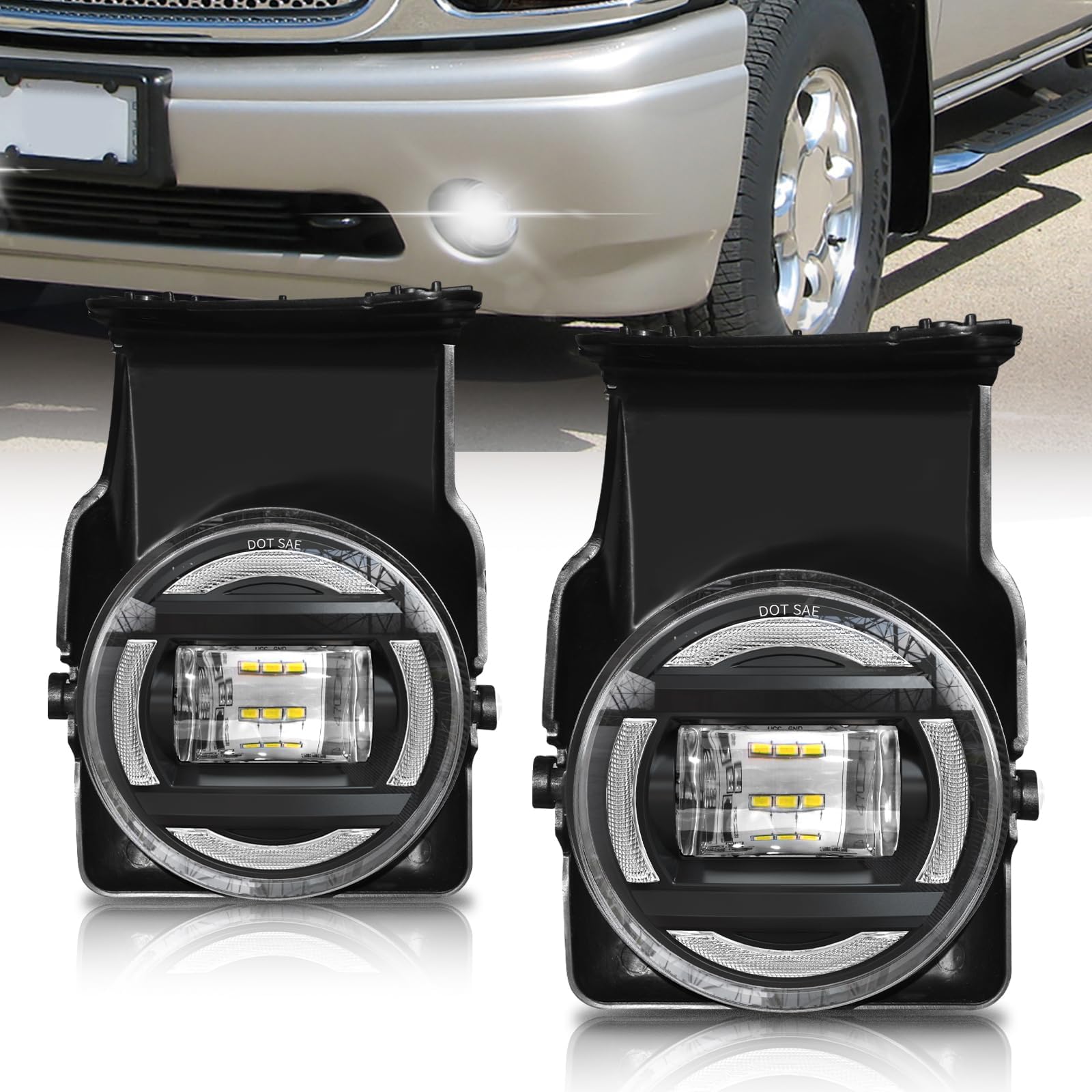 Amazon.com: SINYATO INDUST LED Fog Lights with DRL and Turn Signals for ...